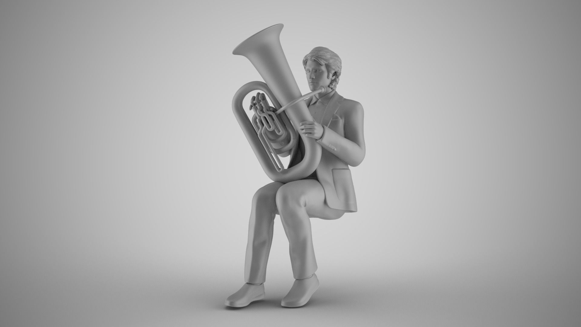 Man Playing Tuba 3D model 3D printable | CGTrader