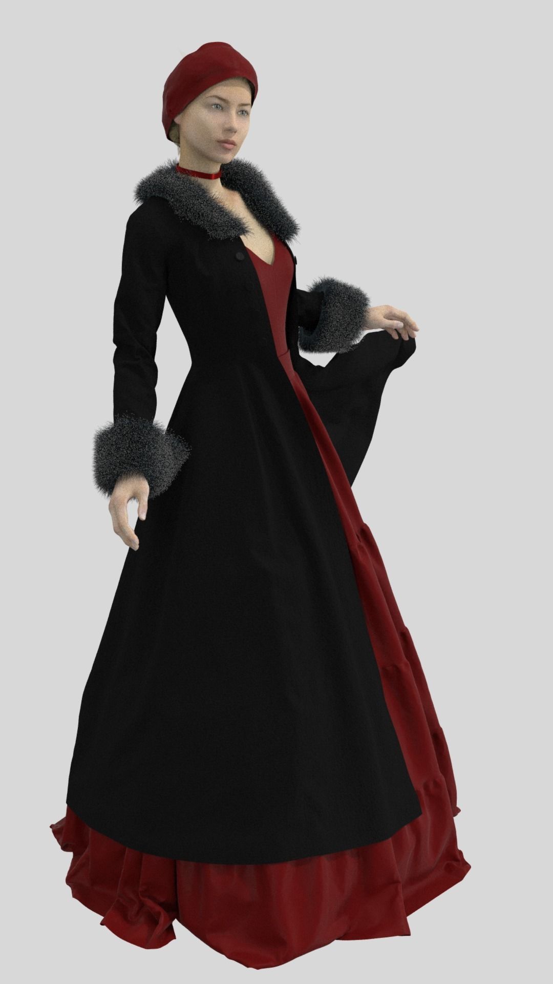 Madam Victorian Dress 3D model rigged | CGTrader