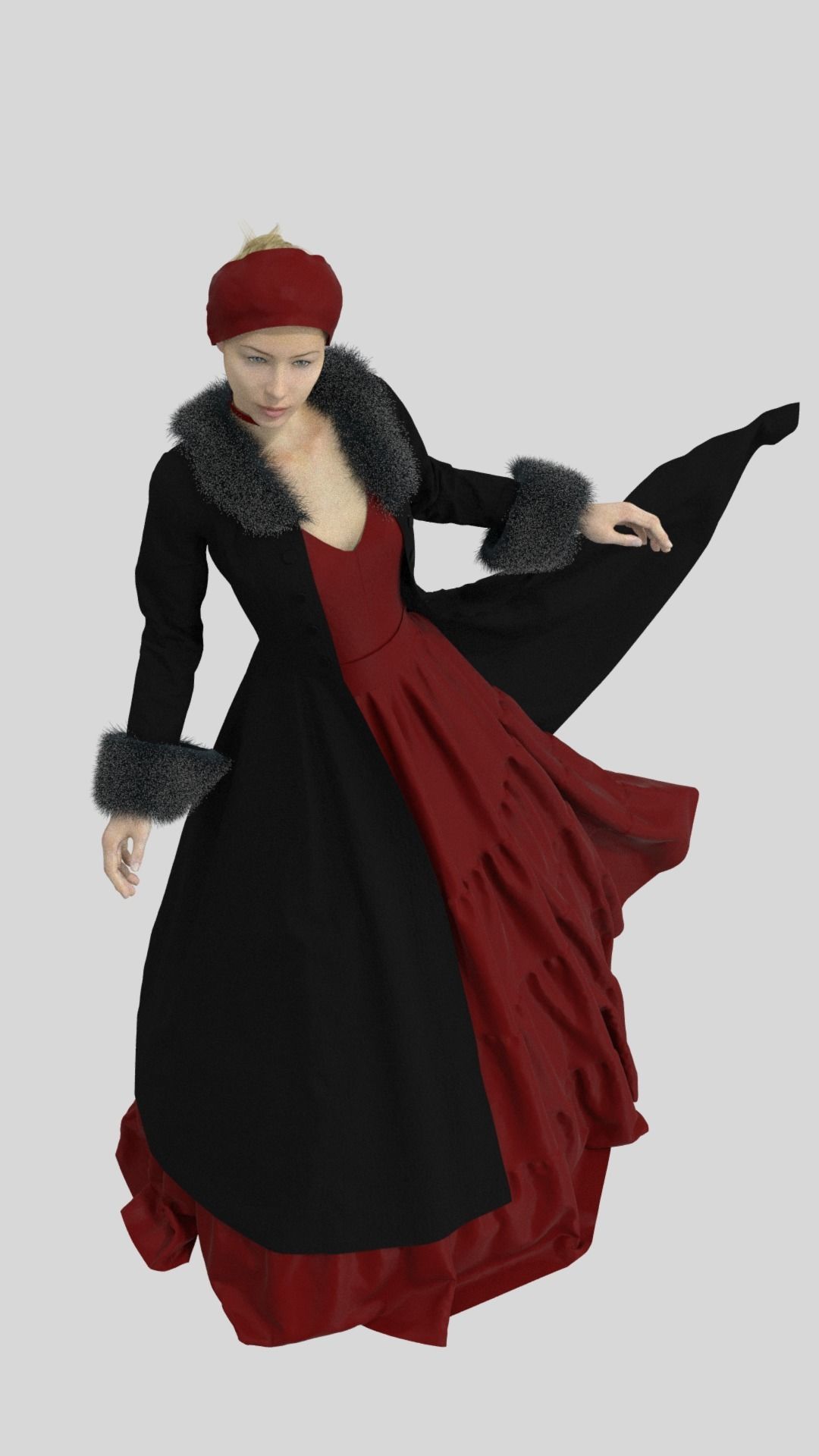 Madam Victorian Dress 3D model rigged | CGTrader