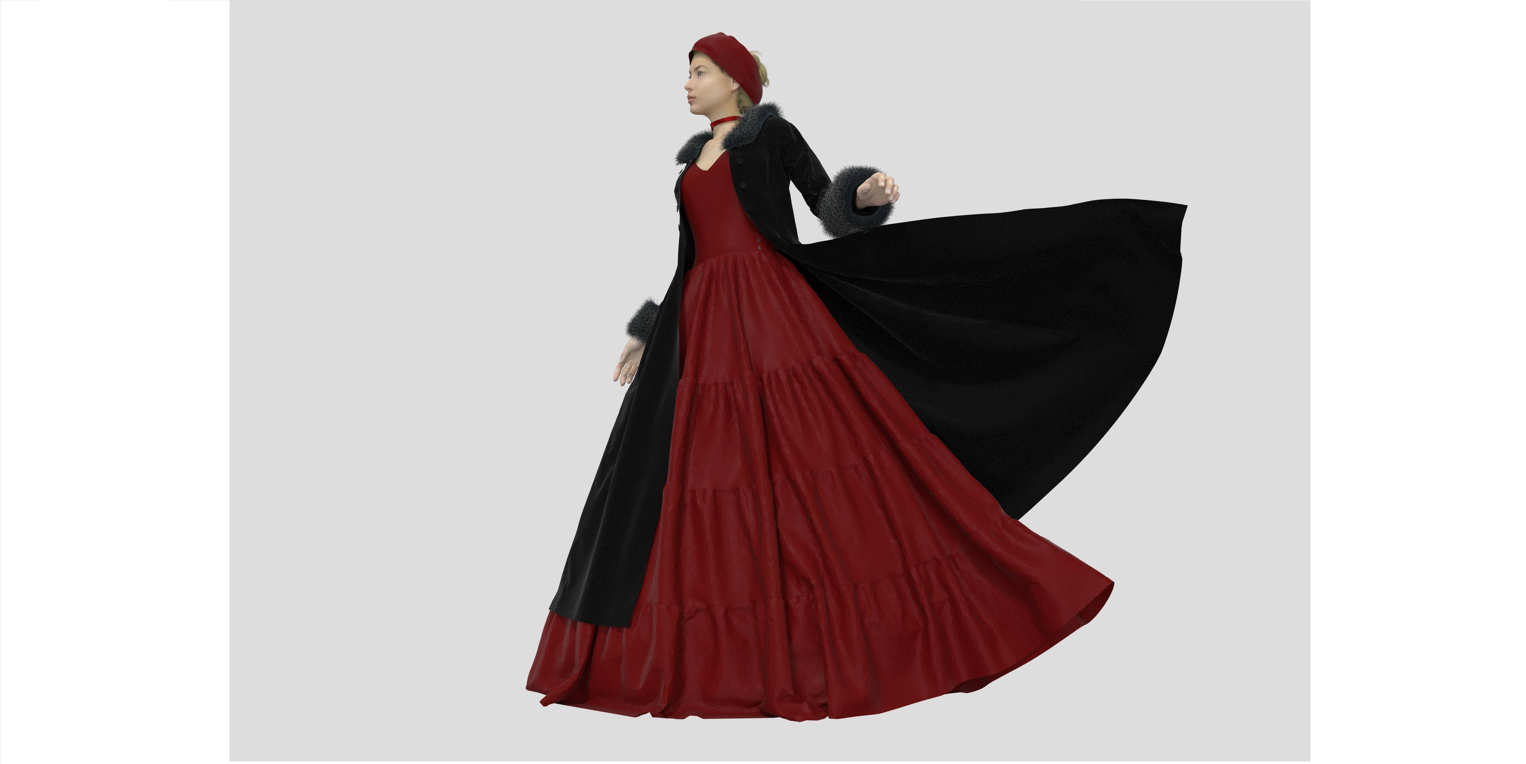 Madam Victorian Dress 3D model rigged | CGTrader