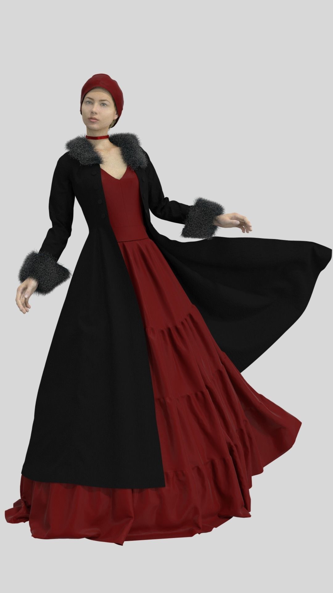 Madam Victorian Dress 3D model rigged | CGTrader