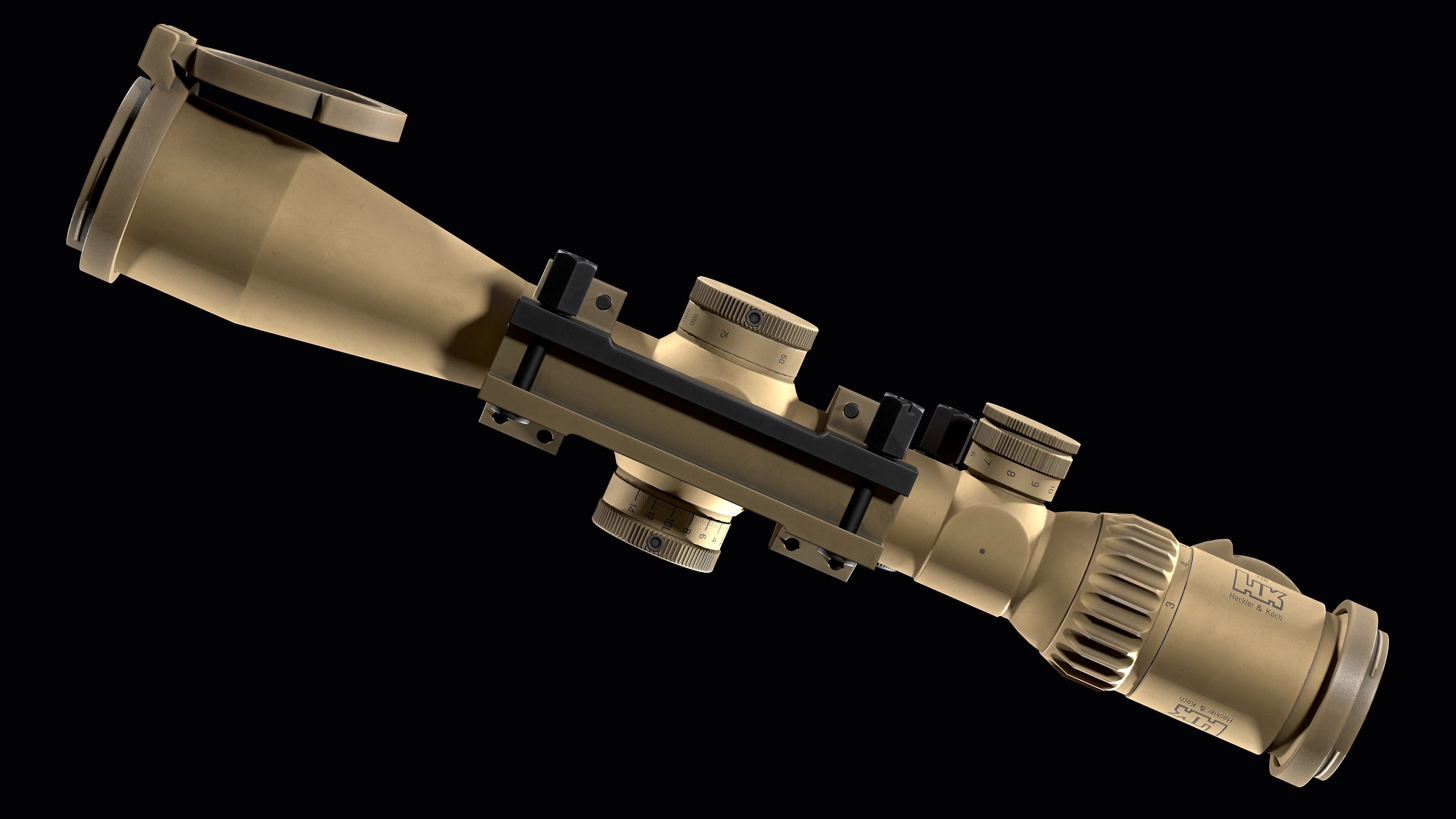 3D model Rifle scope SCHMIDT BENDER 3-20 with Red Dot aimpoint Micro H2 ...