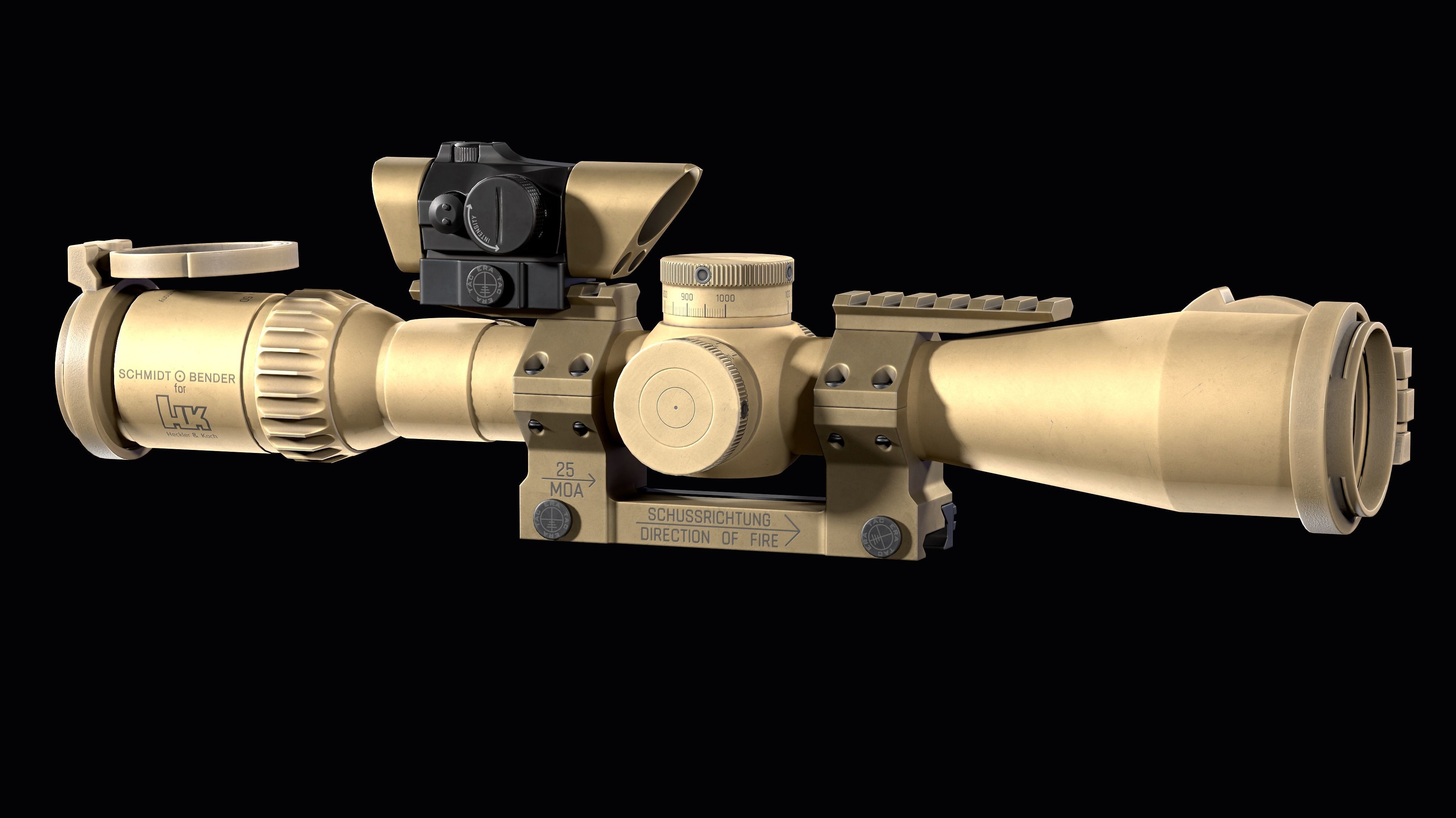 3D model Rifle scope SCHMIDT BENDER 3-20 with Red Dot aimpoint Micro H2 ...