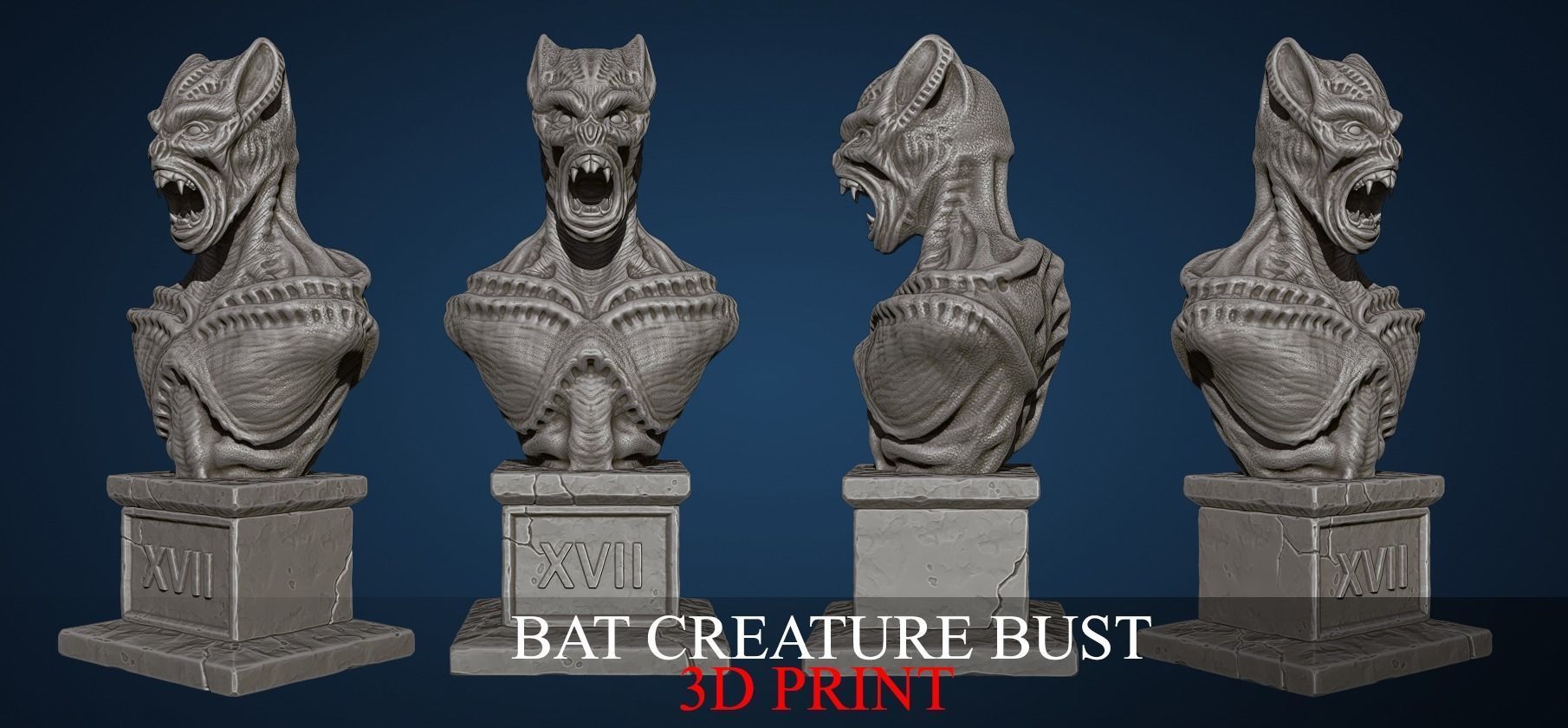 Bat Creature Bust for 3D Print 3D model 3D printable | CGTrader