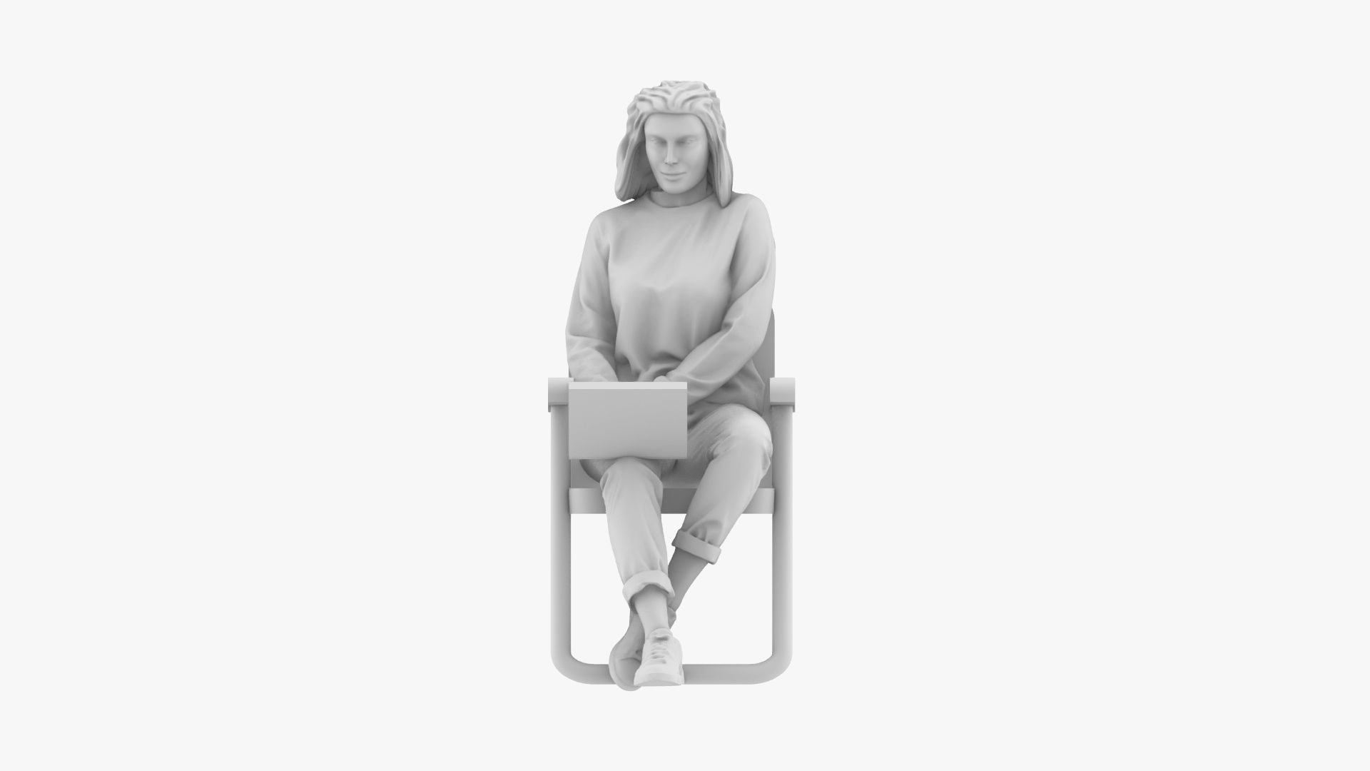 Woman with computer 3D model 3D printable | CGTrader