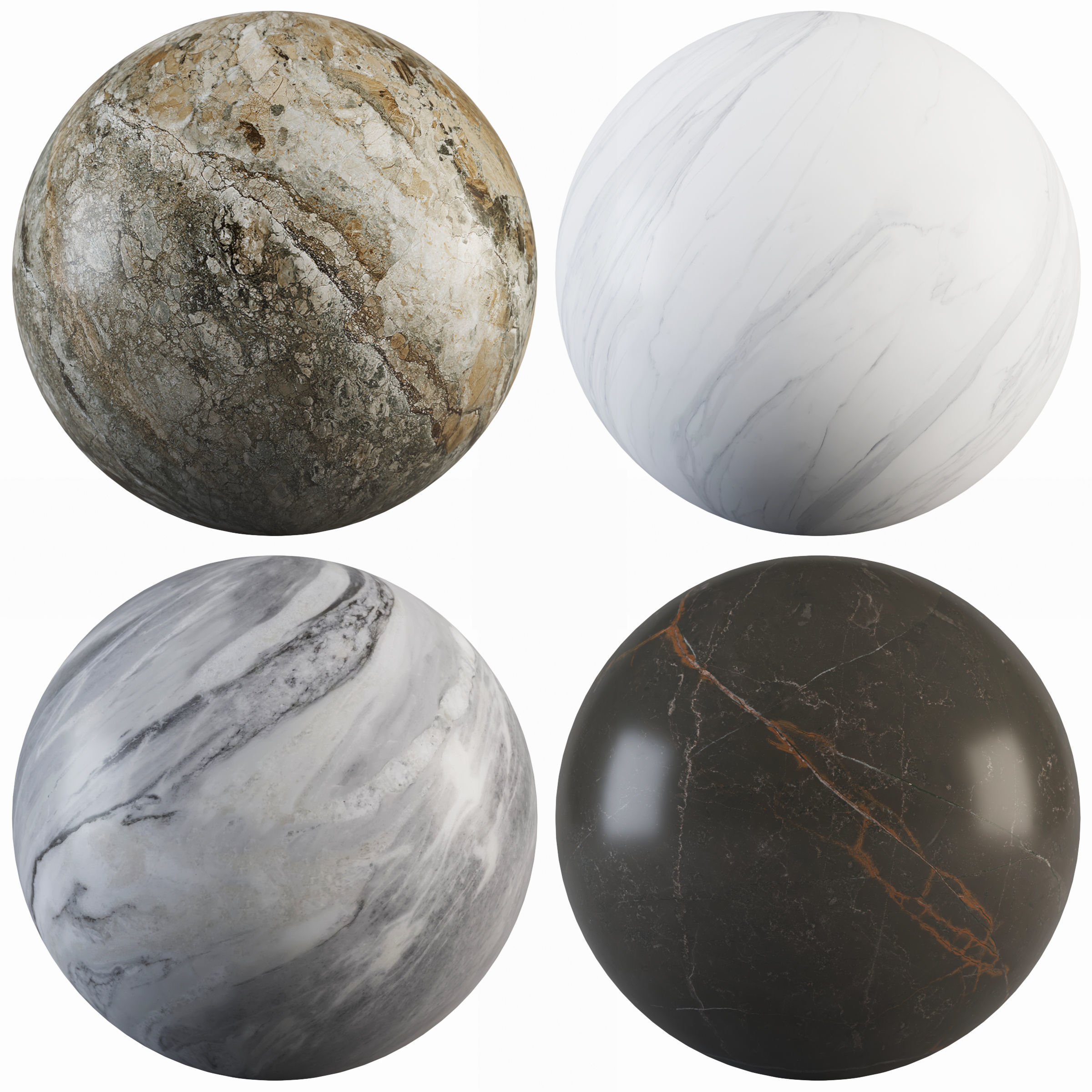 Marble 55 - Illusion-Storm Gray-Fish White- Linear Brown Texture | CGTrader