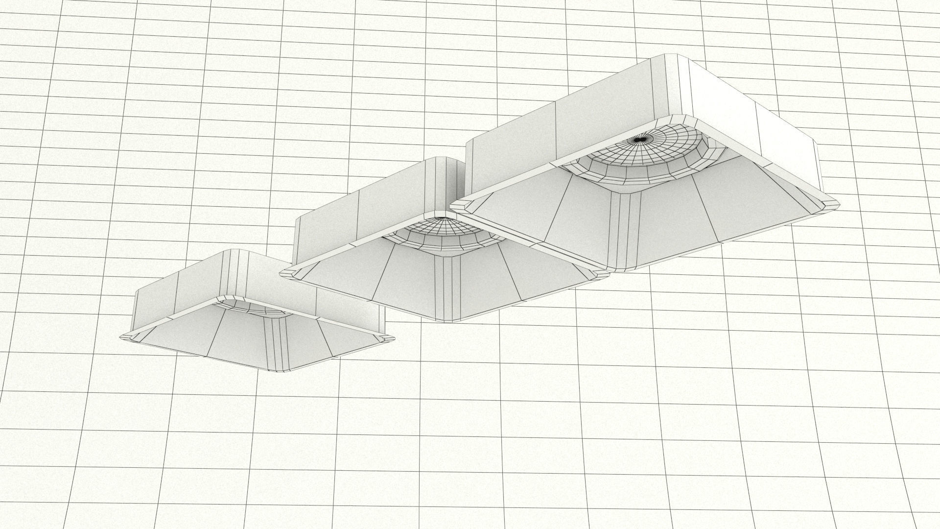 3D model laos Square Recessed Ceiling Lamps VR / AR / low-poly | CGTrader
