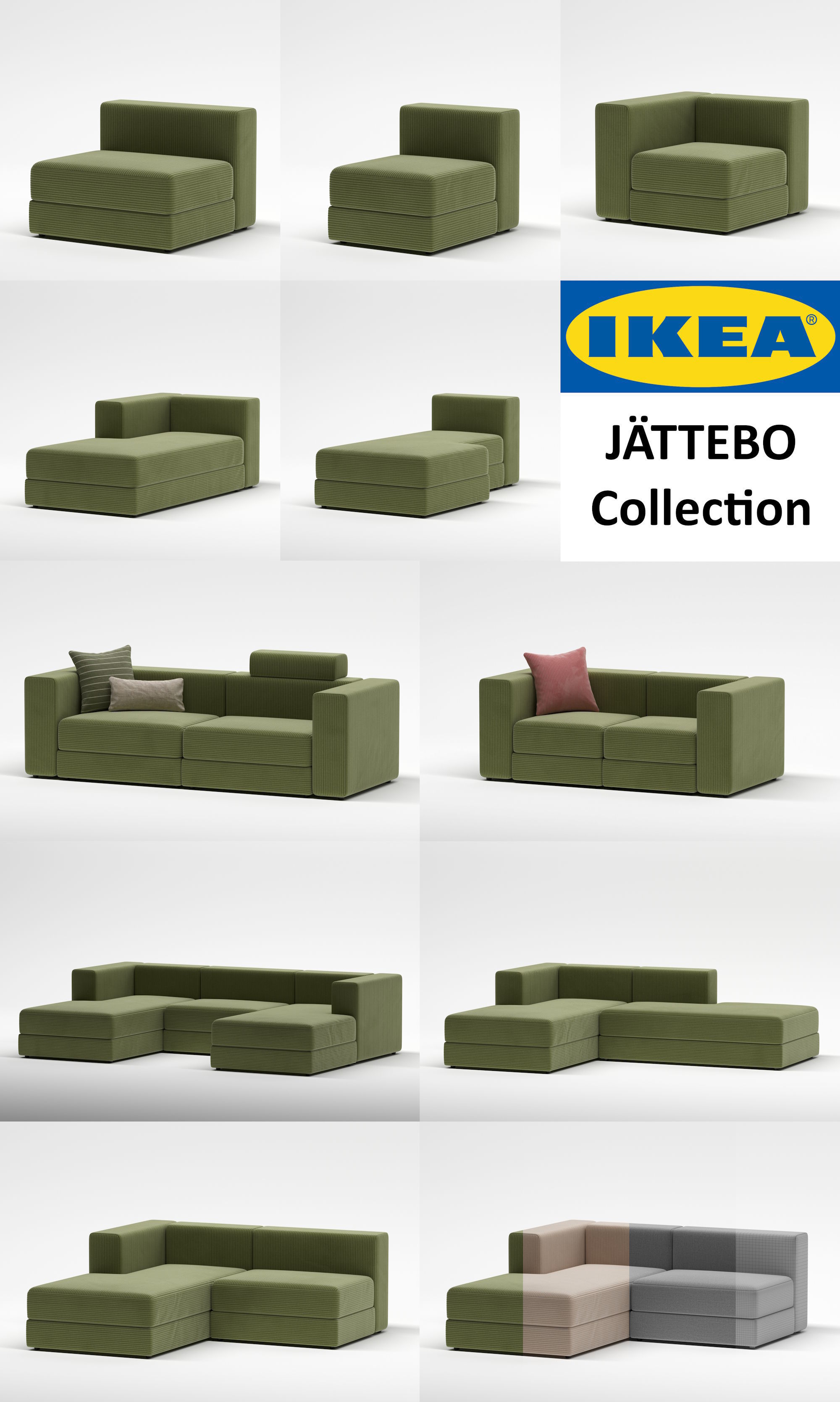 IKEA JATTEBO sofa collection 3D model | CGTrader