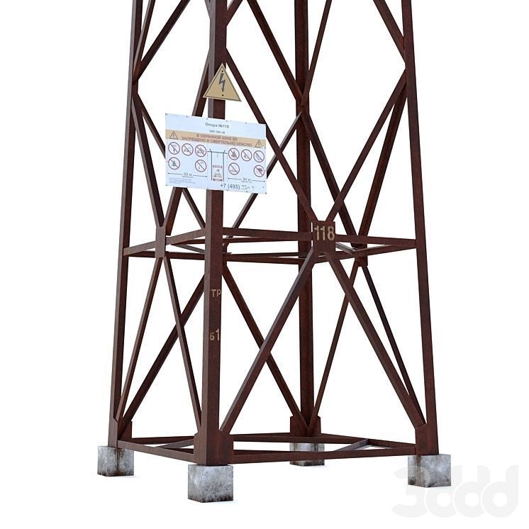 500 kV transmission line intermediate support 3D model | CGTrader