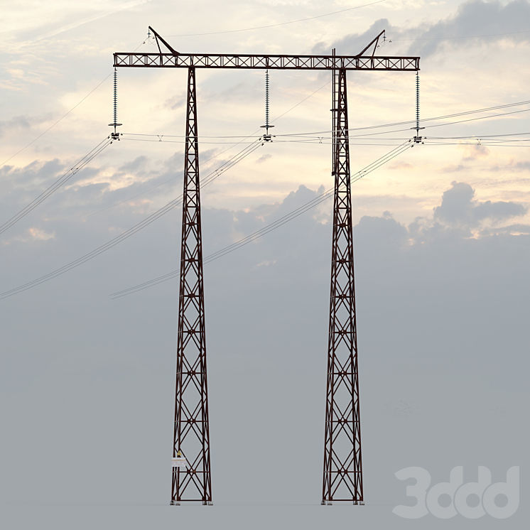 500 kV transmission line intermediate support 3D model | CGTrader