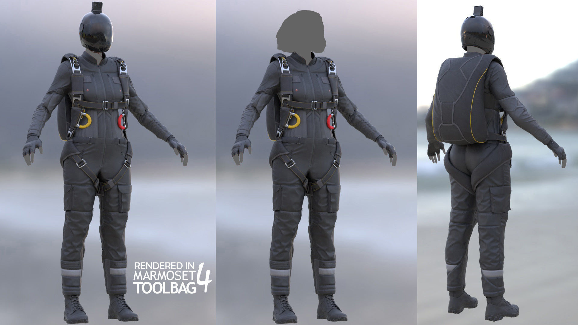 3D model Female Skydiving Suit VR / AR / low-poly | CGTrader