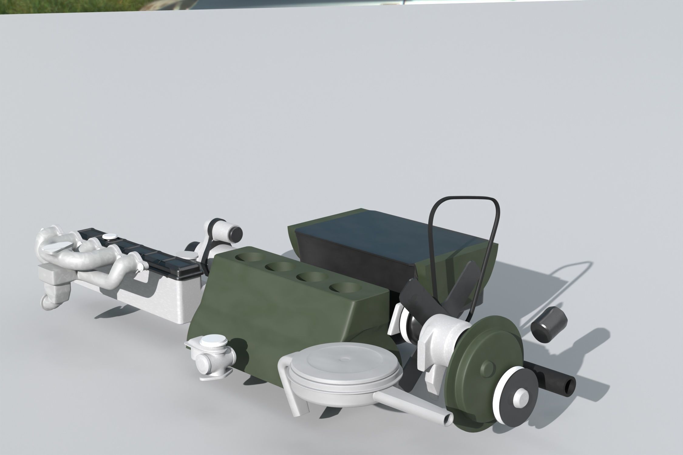 Old straight engine inline engine - simple 3D model | CGTrader