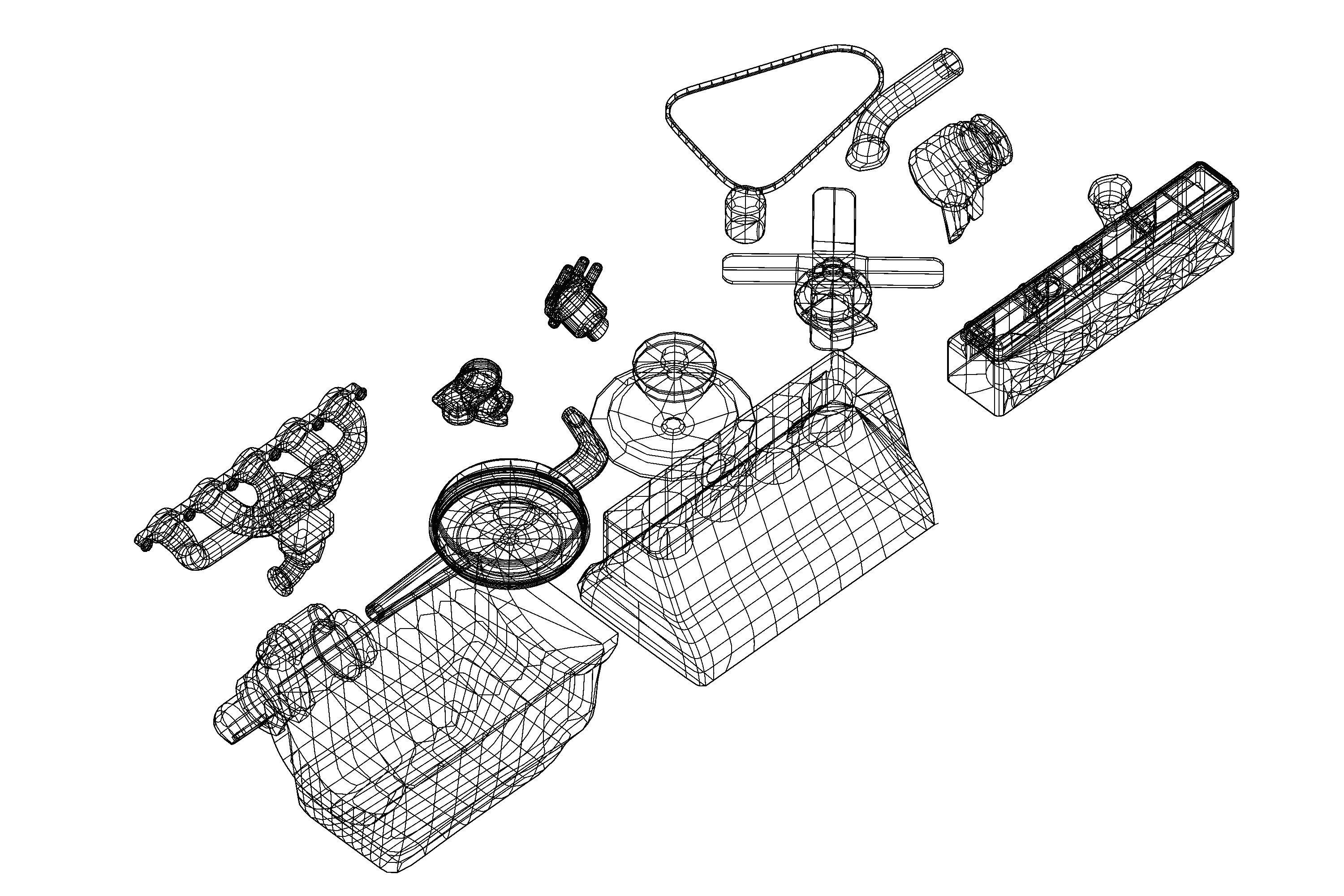 Old straight engine inline engine - simple 3D model | CGTrader