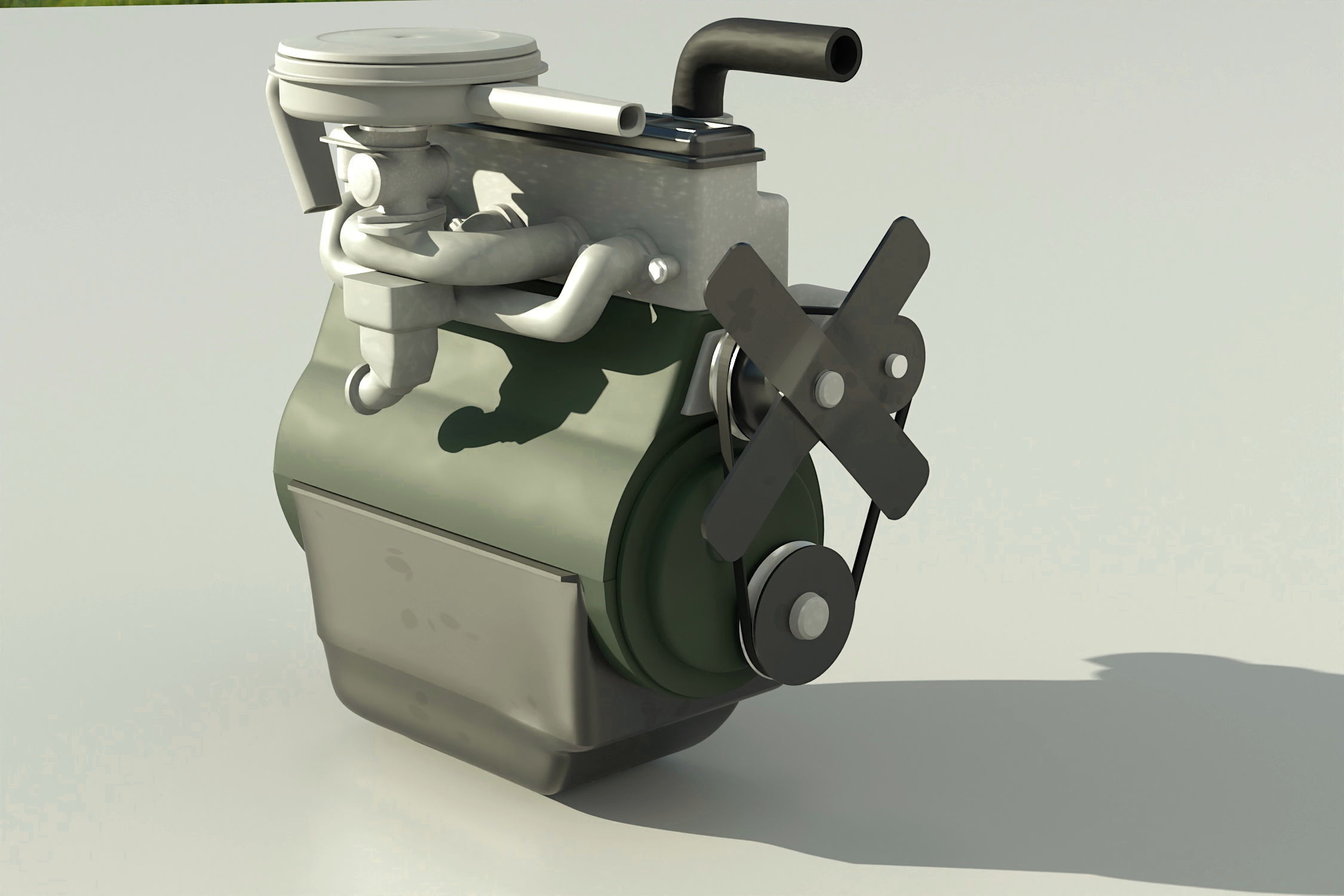 Old straight engine inline engine - simple 3D model | CGTrader