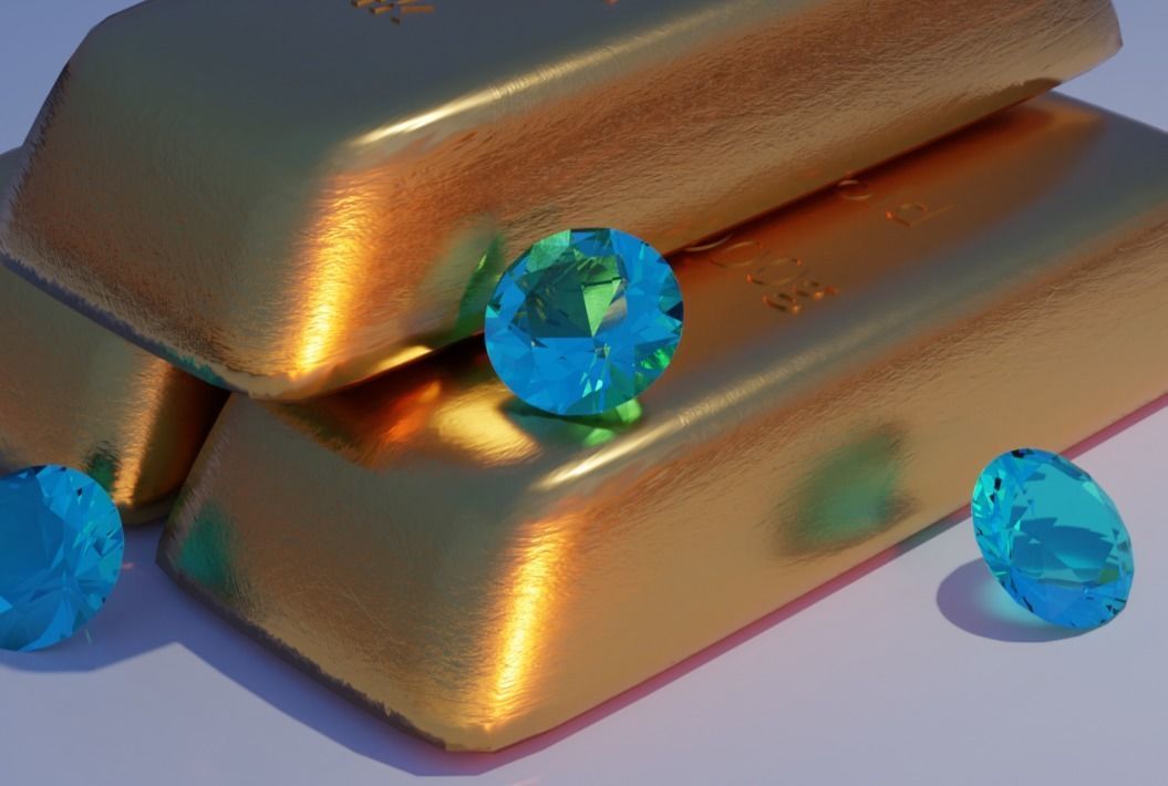 Gold and dimonds free 3D model | CGTrader