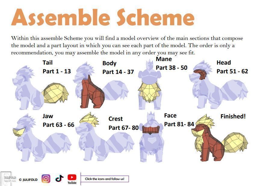 Growlithe Pokemon PaperCraft Template 3D model | CGTrader