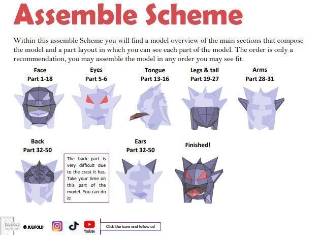 Gengar Pokemon PaperCraft Template 3D model | CGTrader