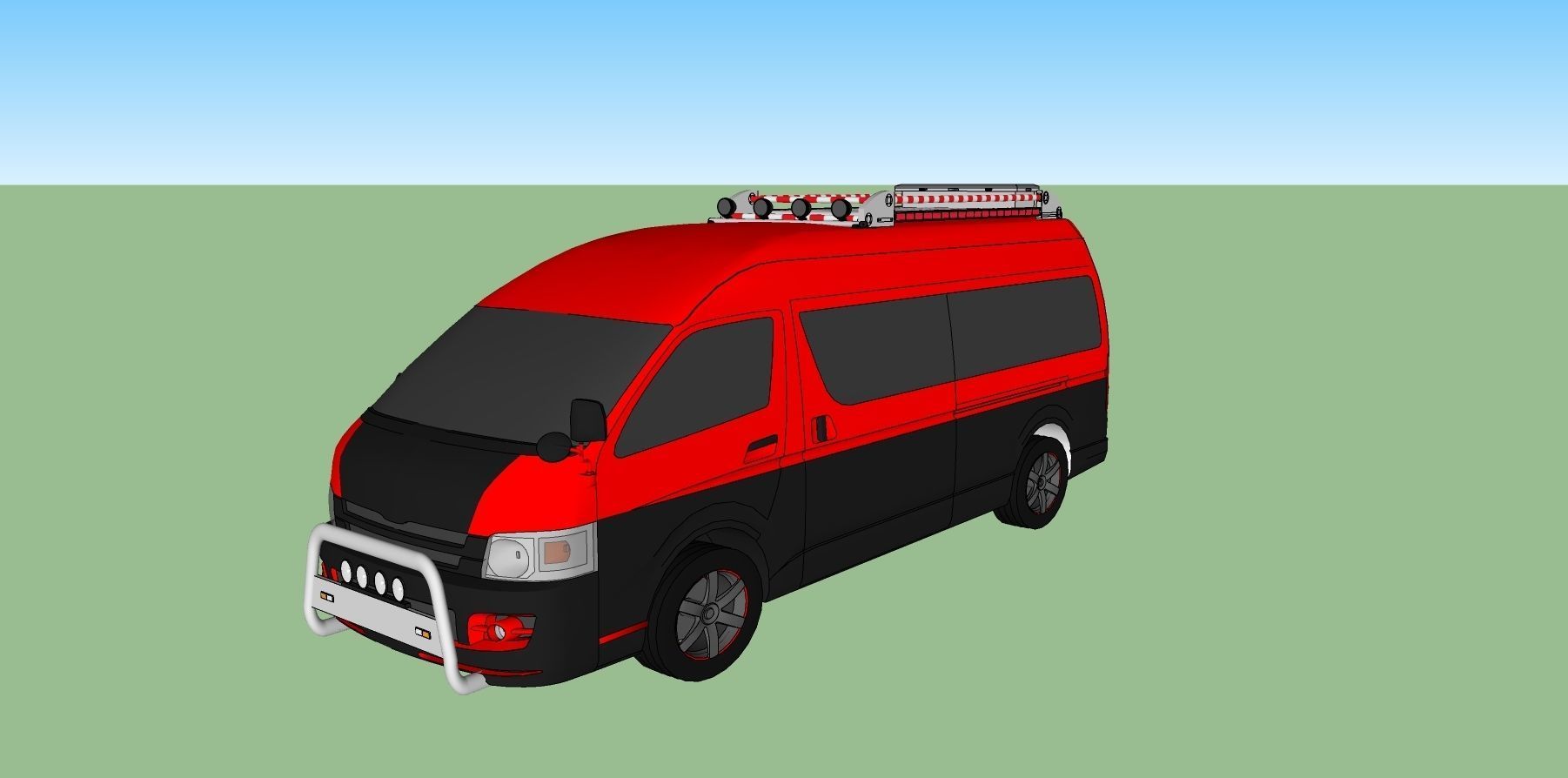 Toyota Hiace Hi-Roof Van with Roof Rack 3D model | CGTrader