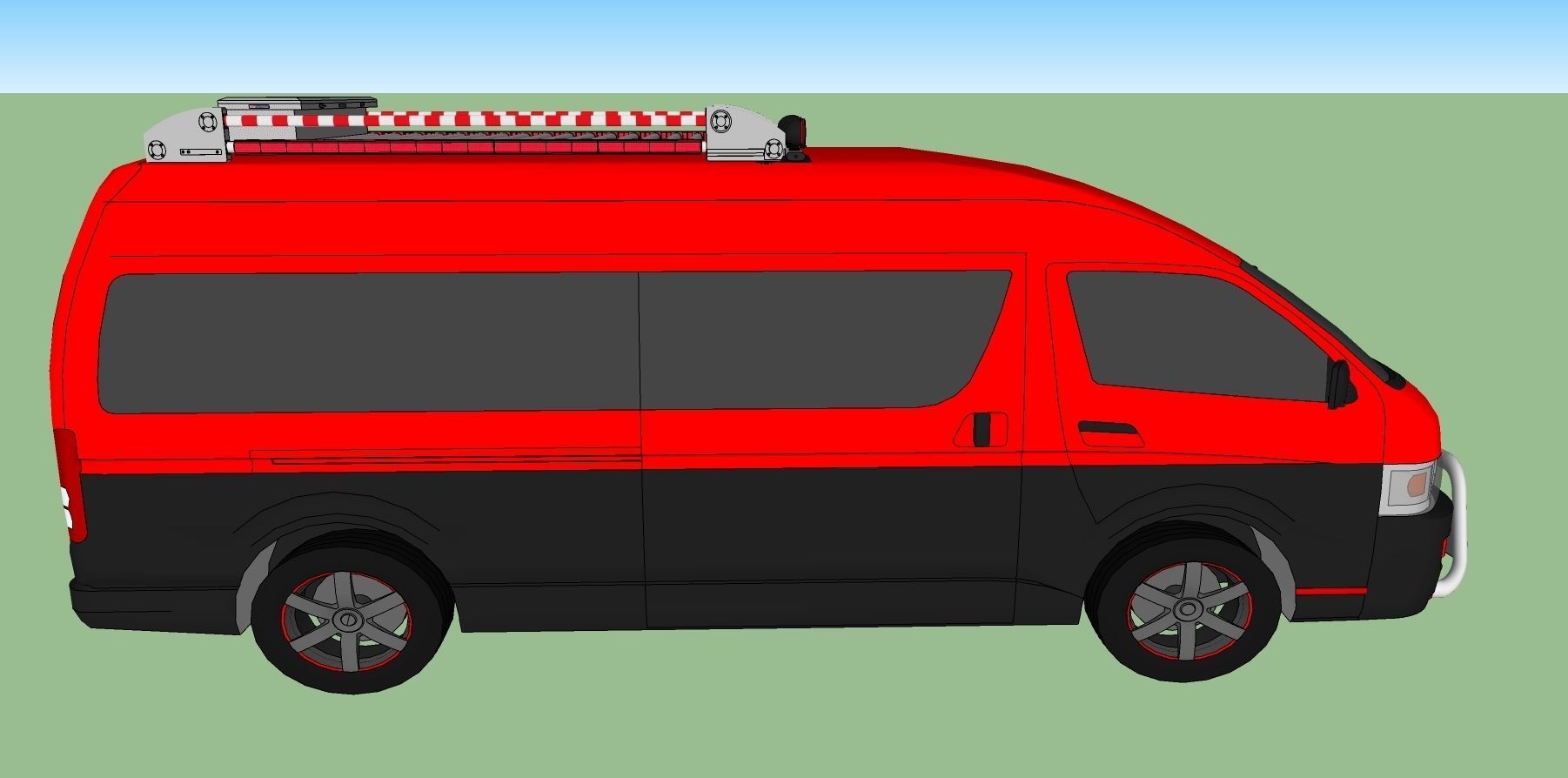 Toyota Hiace Hi-Roof Van with Roof Rack 3D model | CGTrader