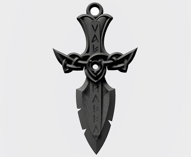 Viking pendant-Valhalla knife-CAD design-3D model STL 3D model 3D ...