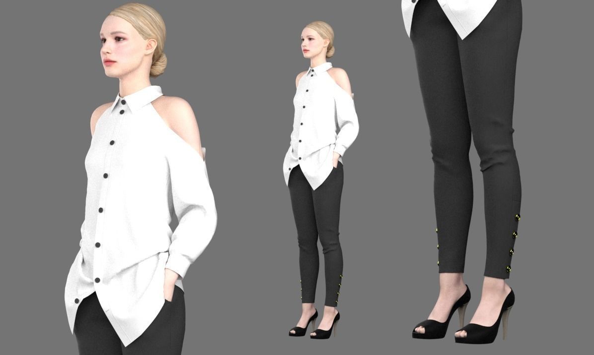 Daily Outfitt 1 Female 3D model rigged | CGTrader