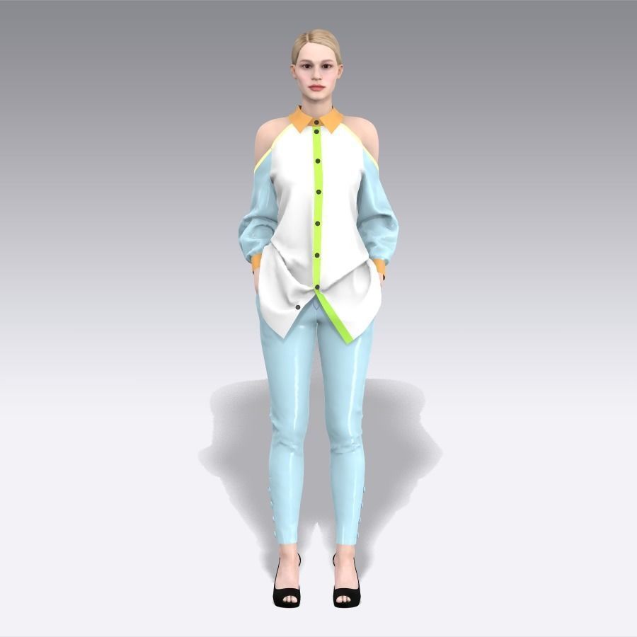 Daily Outfitt 1 Female 3D model rigged | CGTrader