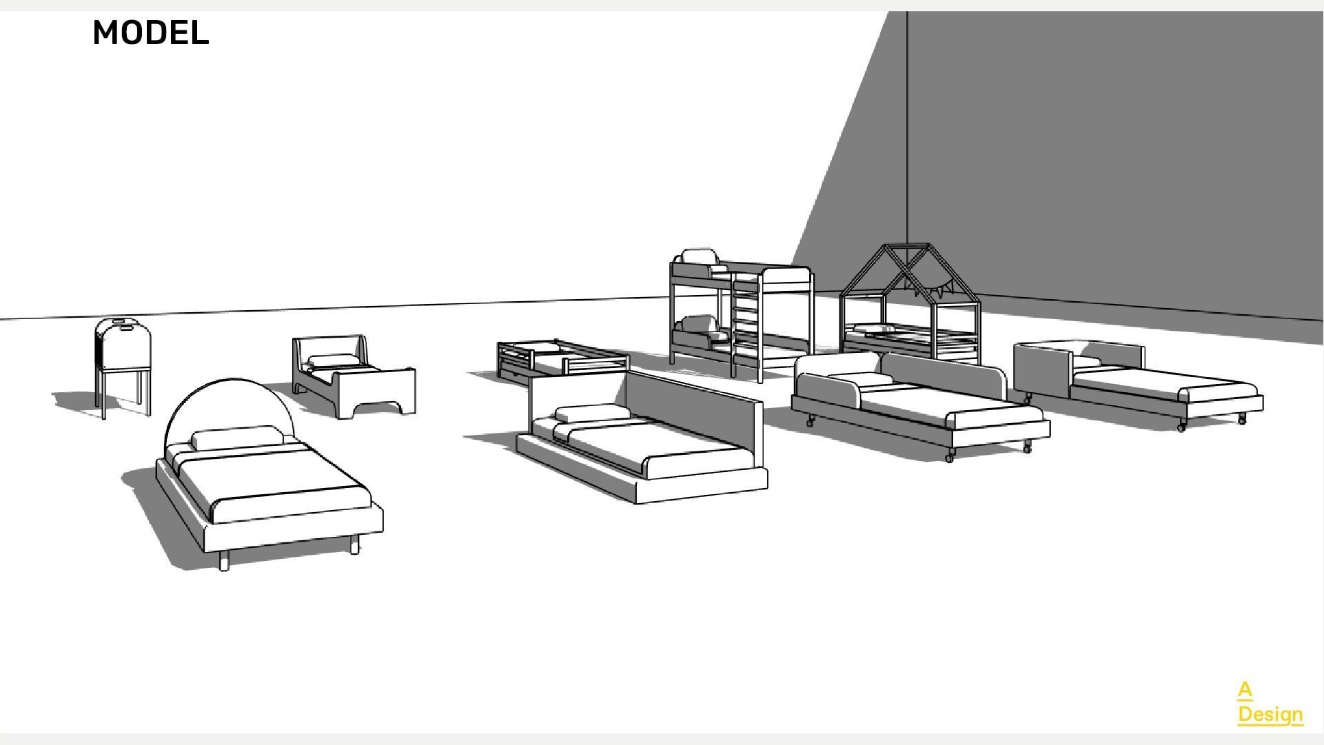 Small beds - Pack of revit families 3D model | CGTrader