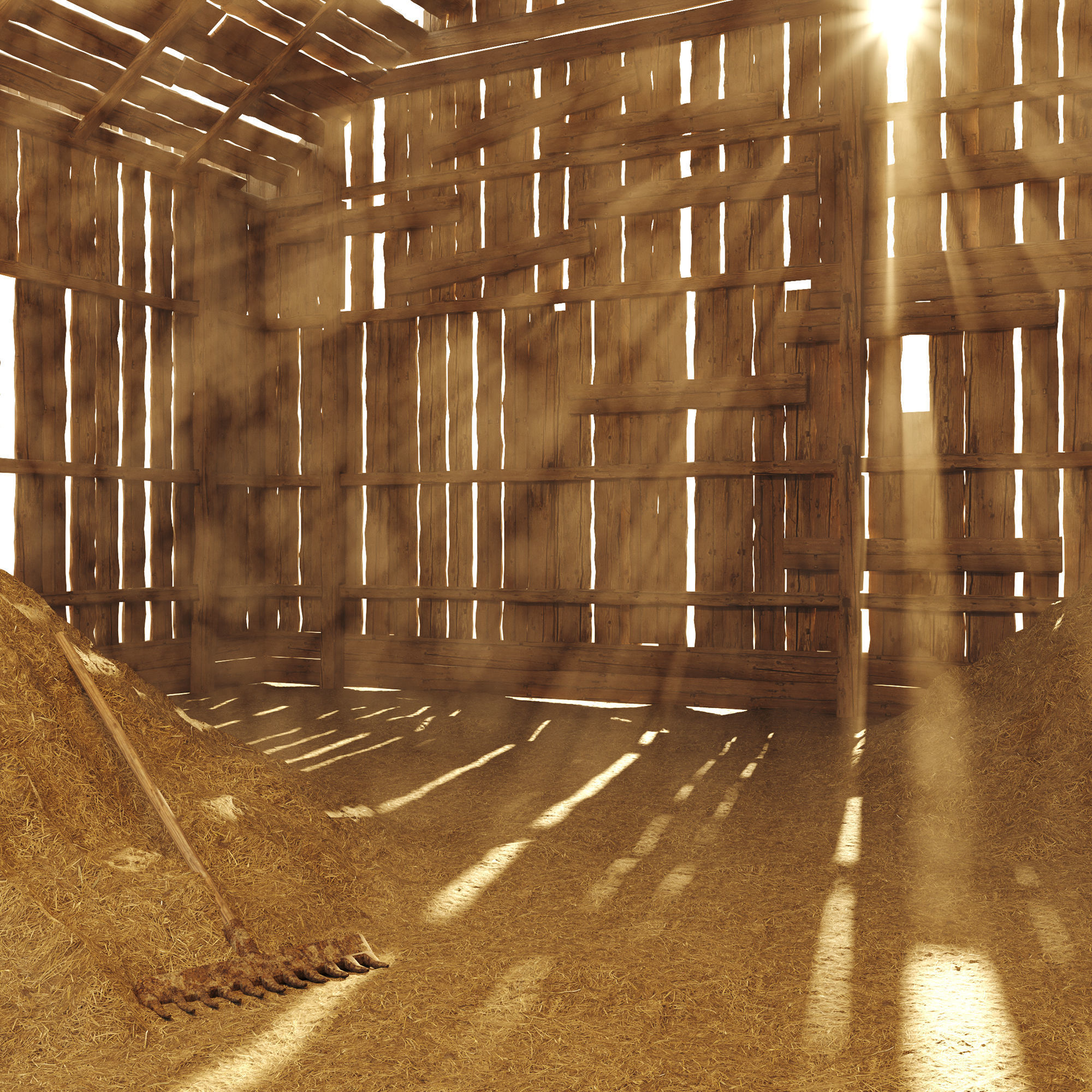 Old Hay Barn Interior Scene 3D model | CGTrader