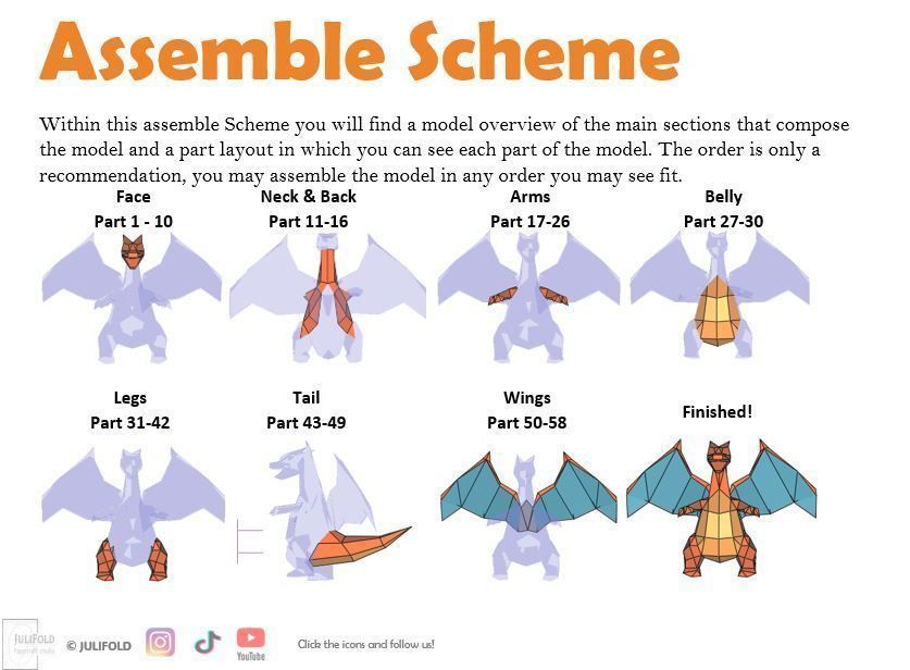 Charizard Pokemon PaperCraft Template 3D model | CGTrader