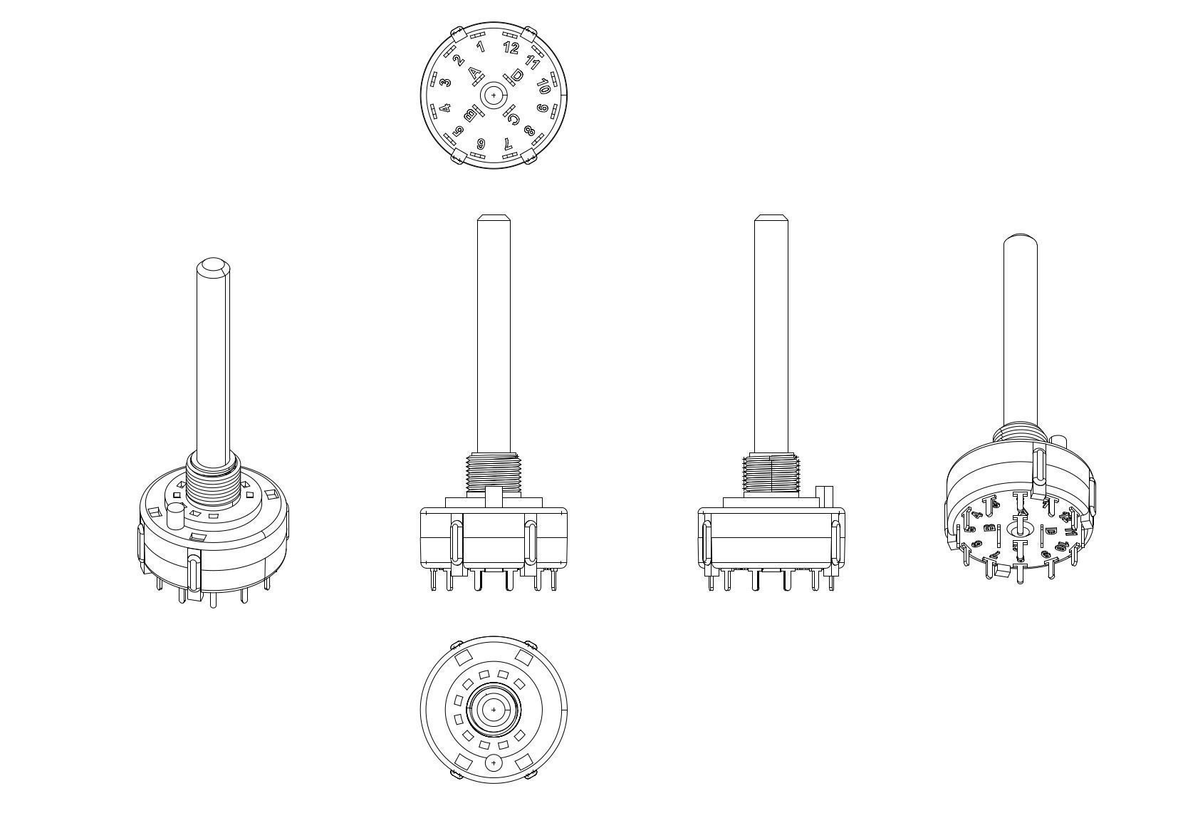 Rotary switch 4 circuits 3 positions 3D model | CGTrader