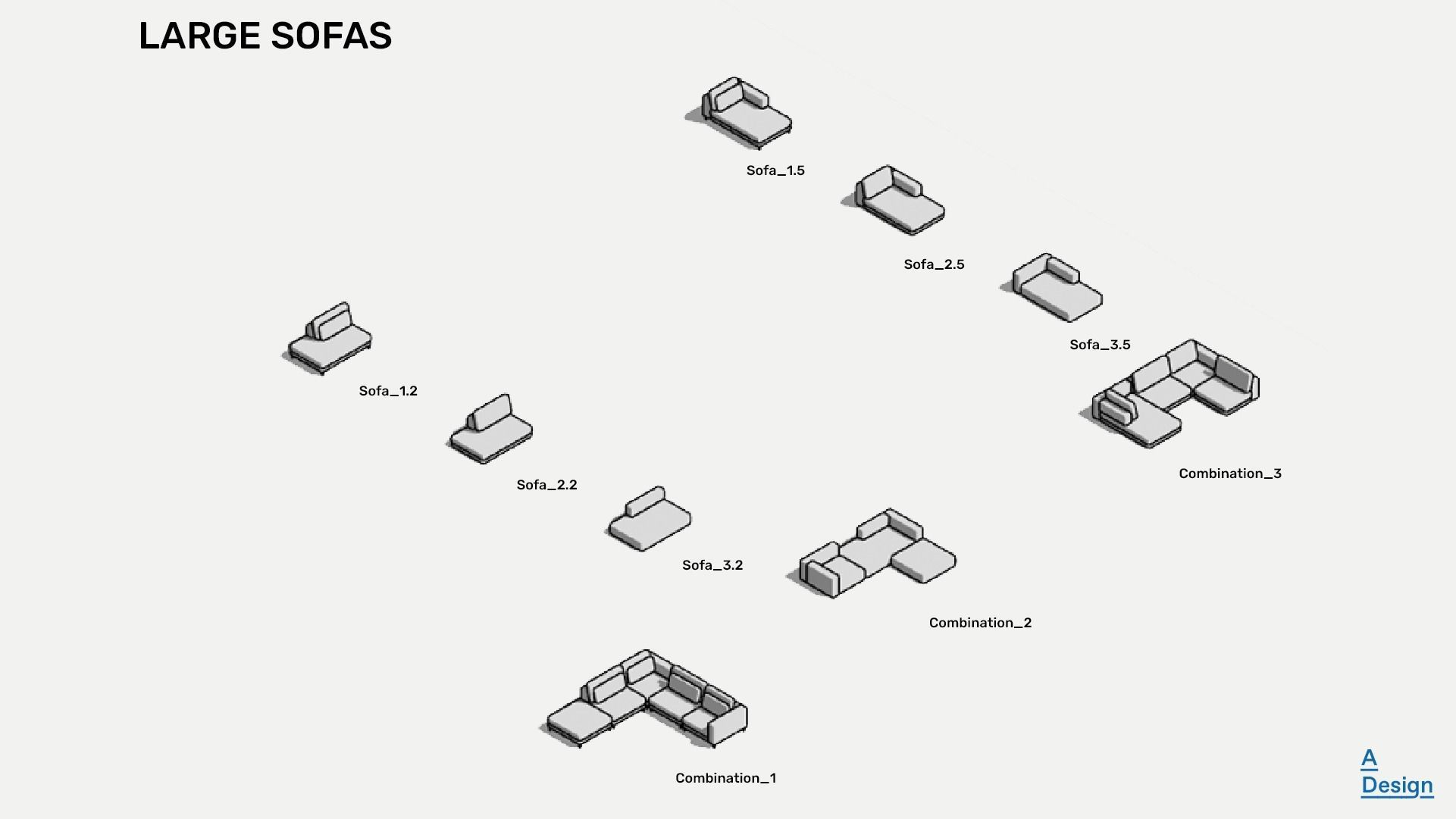 Sofas - Pack of revit families 3D model | CGTrader