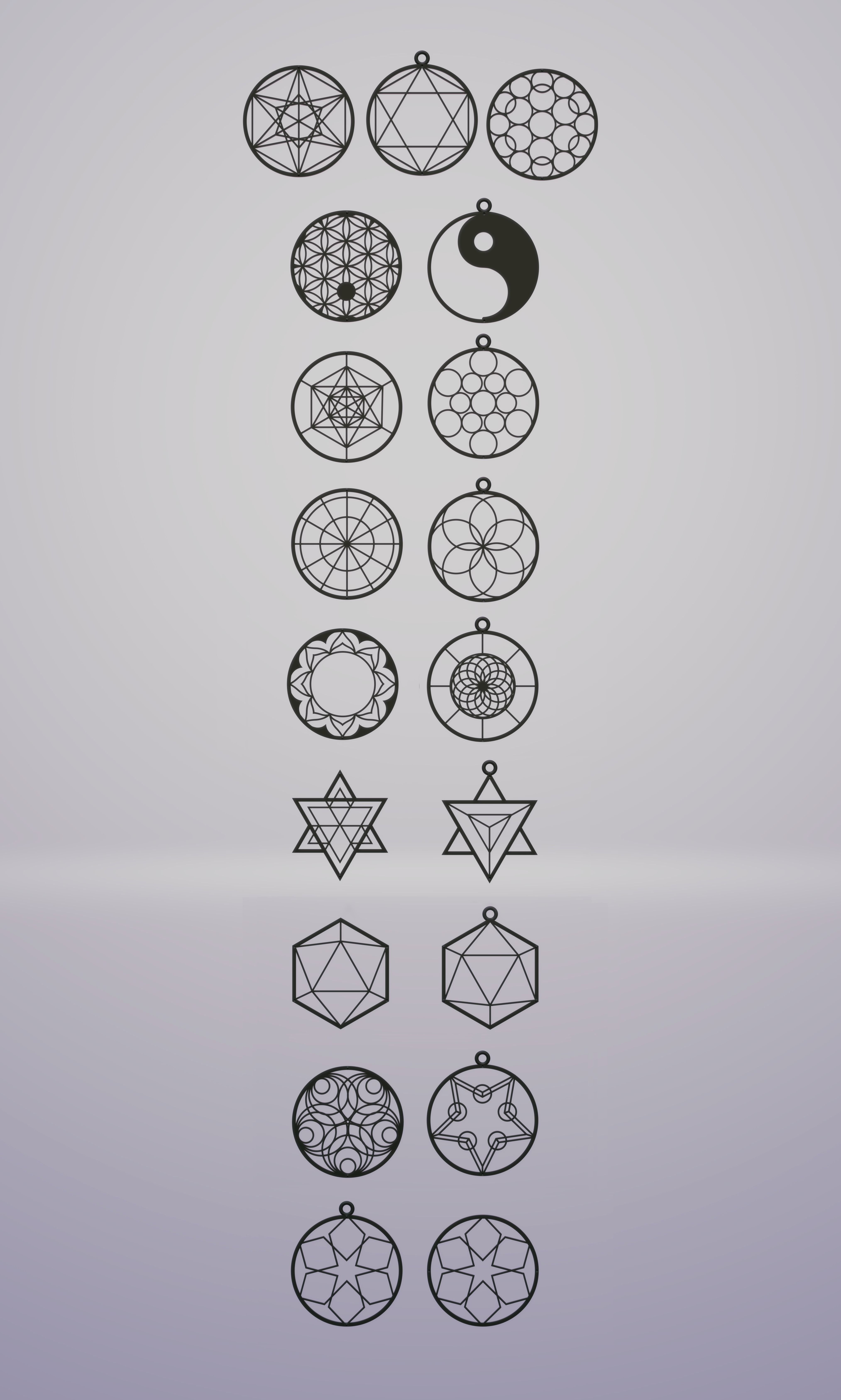 Set of pendants-Sacred geometry-3D model STL 3D model 3D printable ...