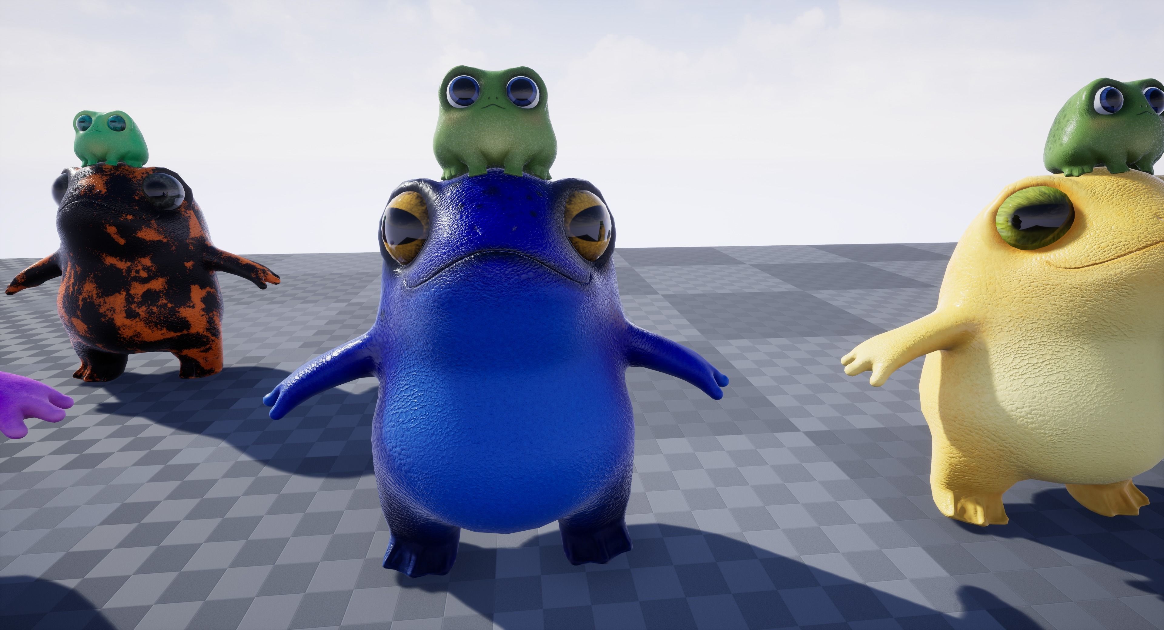 3D model Cute frog with a little frog - Game Ready VR / AR / low-poly ...