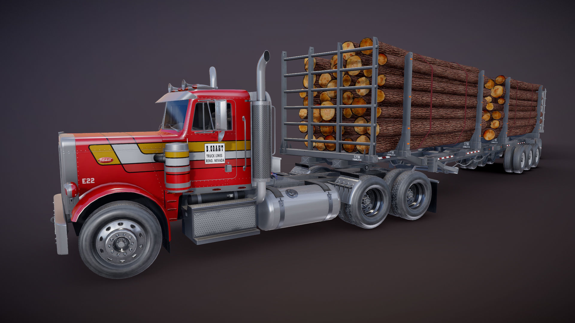 3D model Peterbilt 359 logger truck VR / AR / low-poly | CGTrader