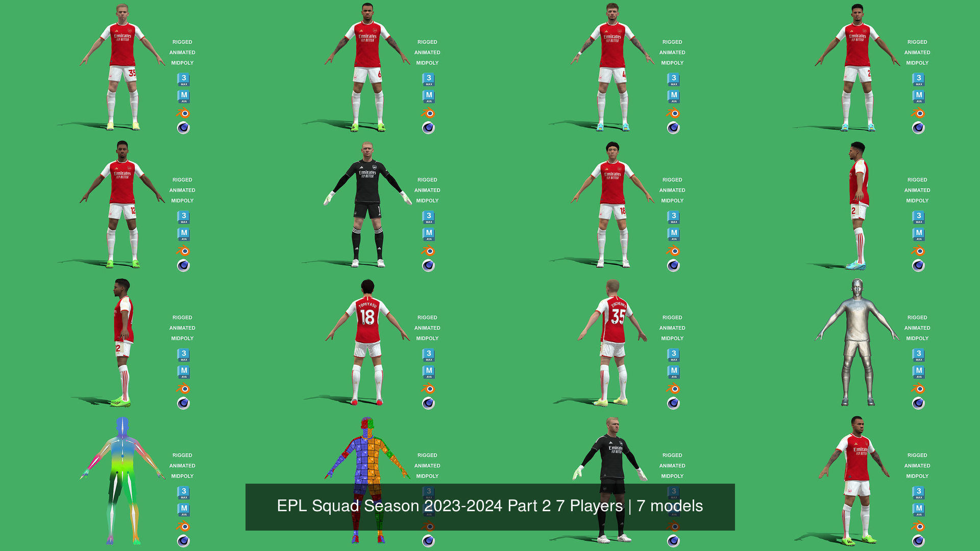 EPL Squad Season 2023-2024 Part 2 7 Players 3D Model Collection | CGTrader