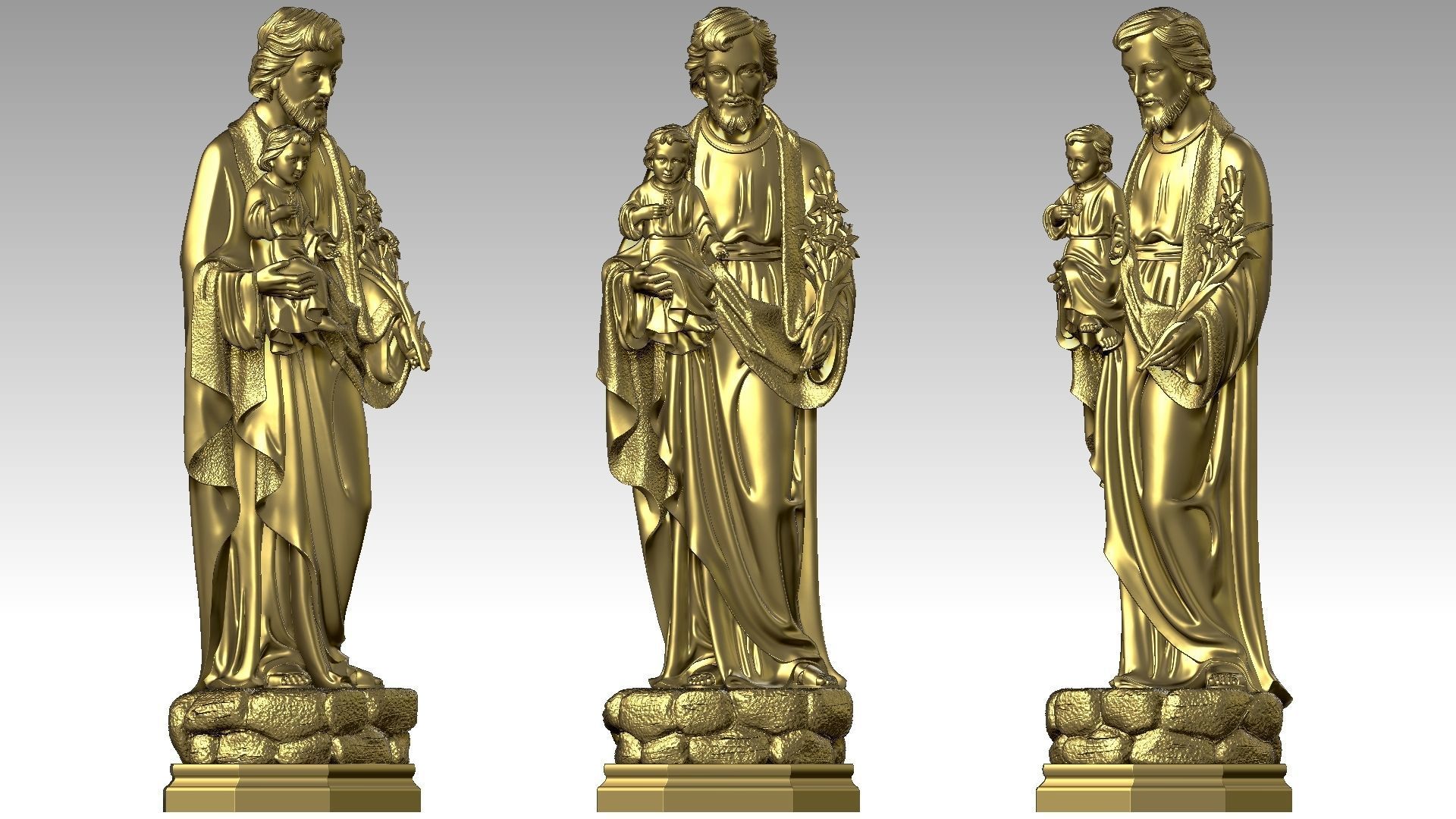 Saint Joseph with Baby Jesus 3D model 3D printable | CGTrader