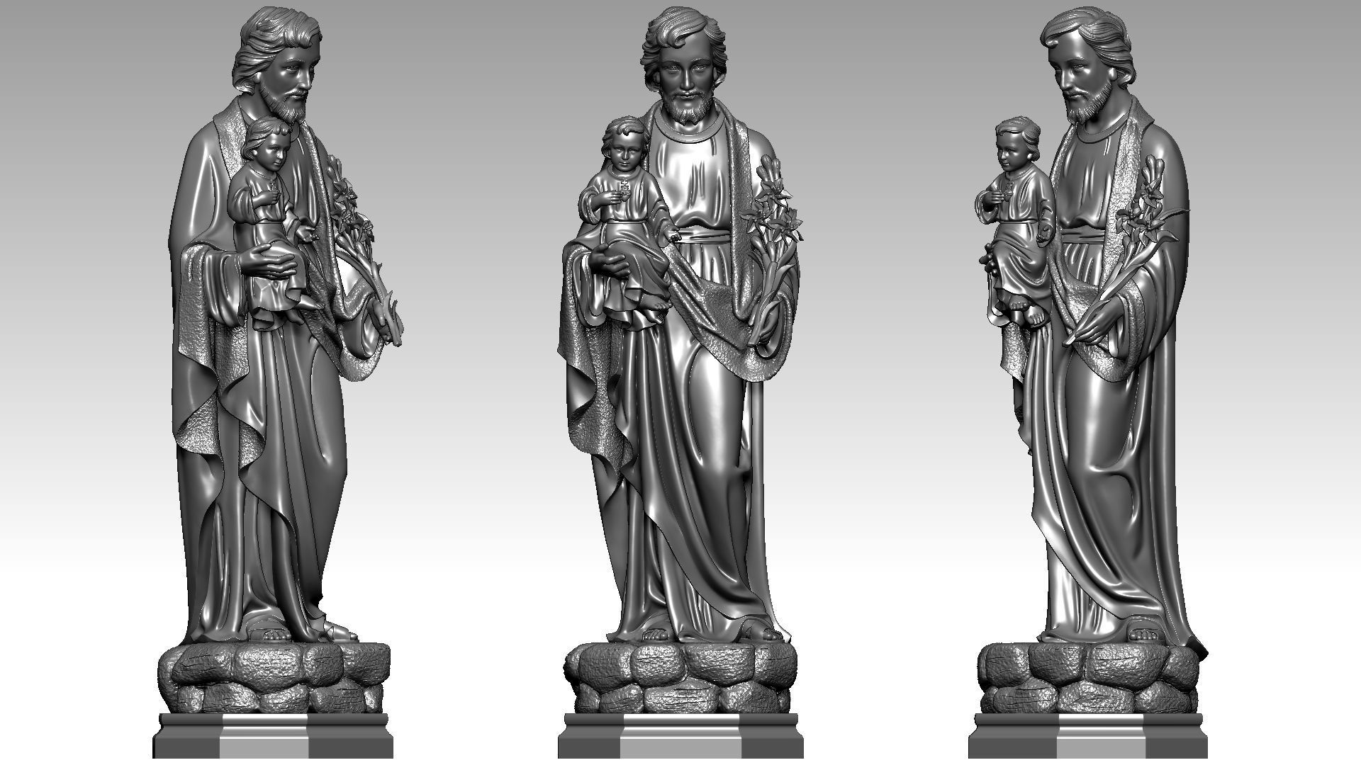 Saint Joseph with Baby Jesus 3D model 3D printable | CGTrader