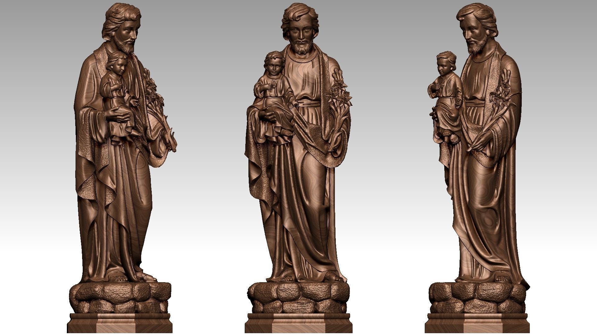 Saint Joseph with Baby Jesus 3D model 3D printable | CGTrader