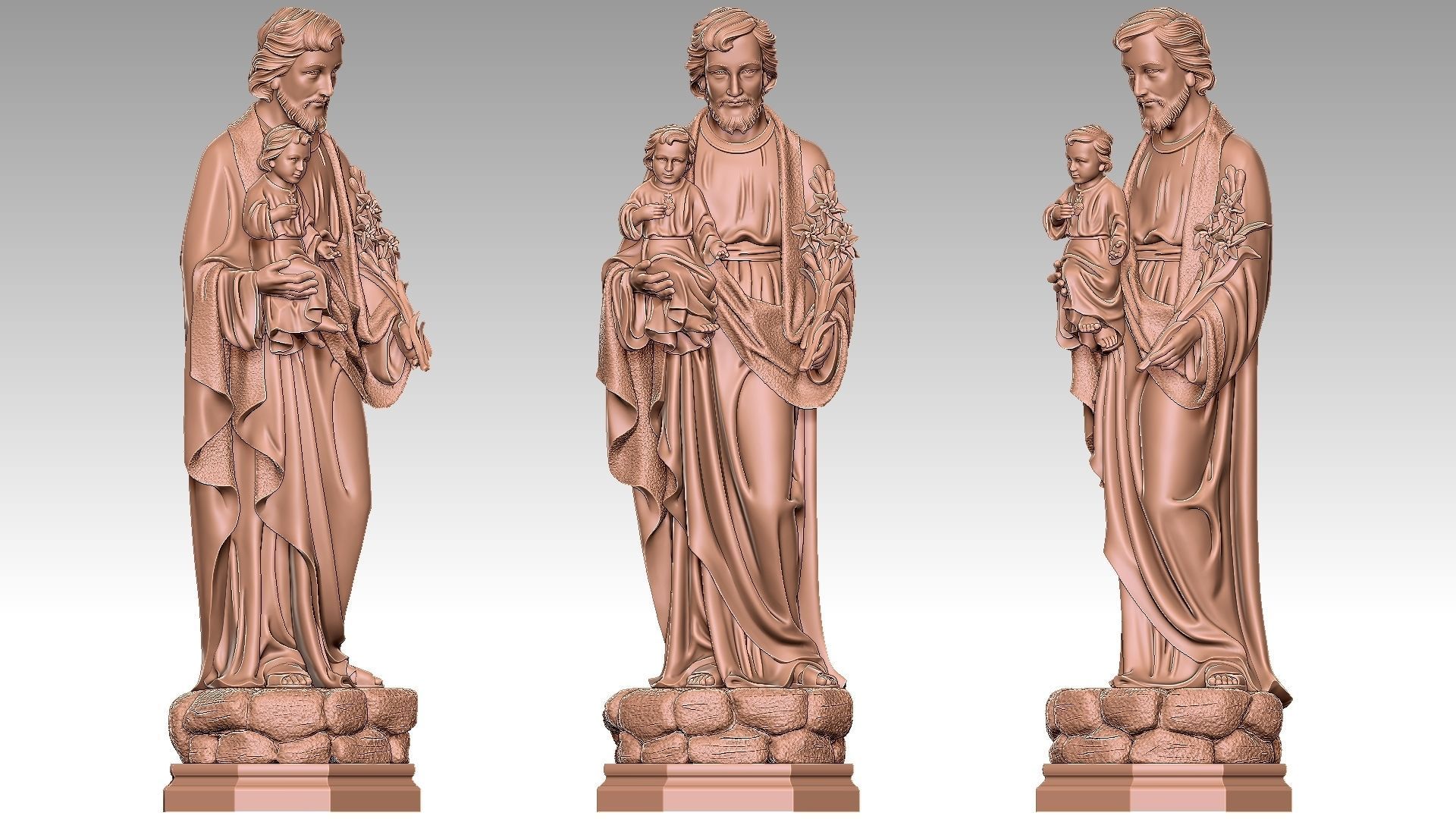 Saint Joseph with Baby Jesus 3D model 3D printable | CGTrader
