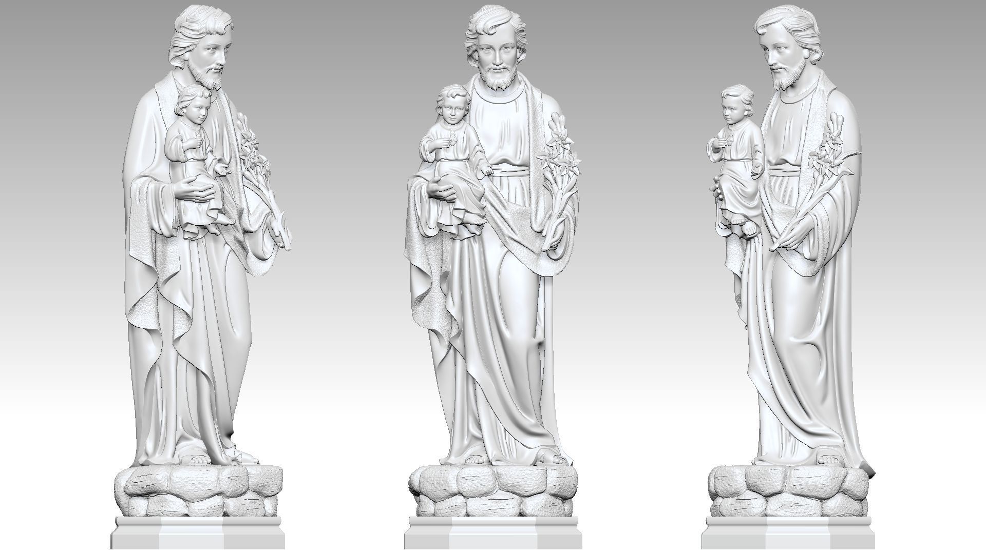 Saint Joseph with Baby Jesus 3D model 3D printable | CGTrader