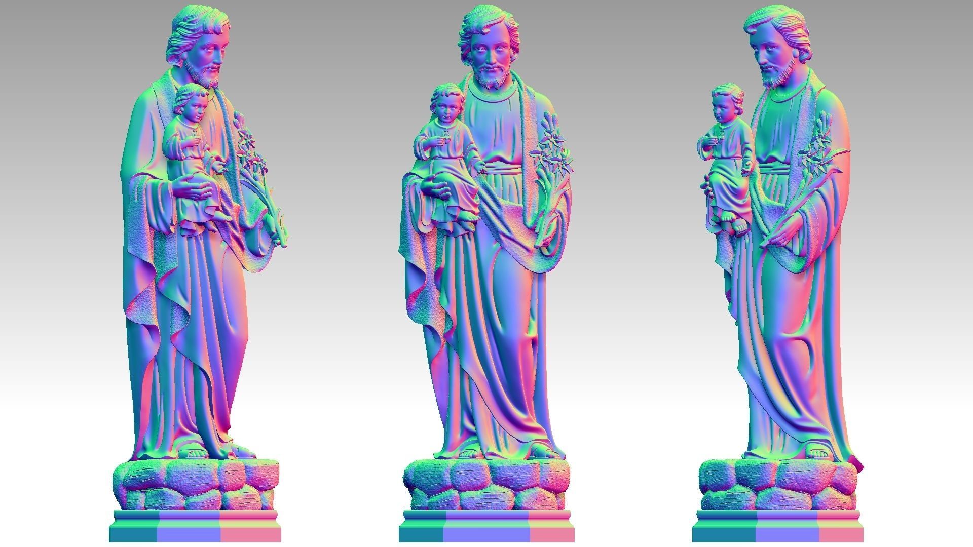 Saint Joseph with Baby Jesus 3D model 3D printable | CGTrader