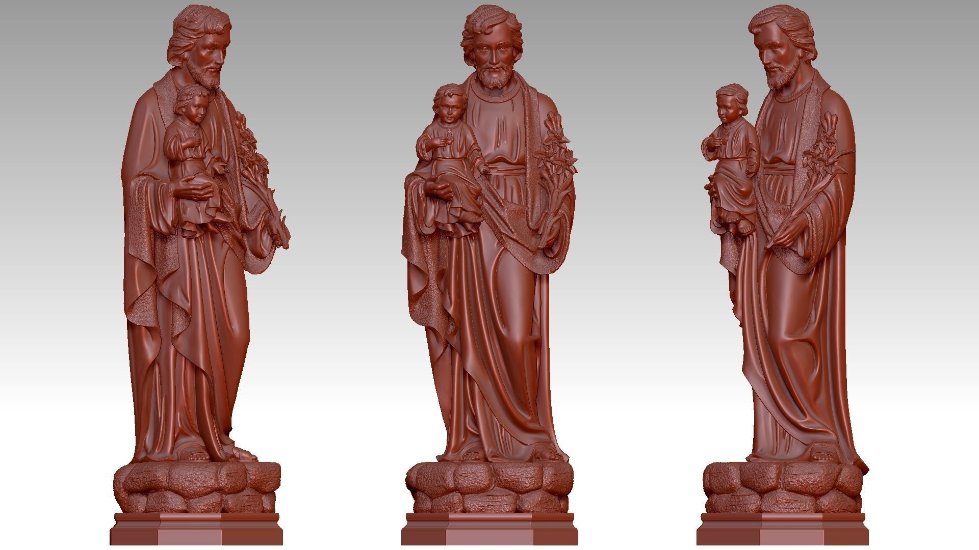 Saint Joseph with Baby Jesus 3D model 3D printable | CGTrader