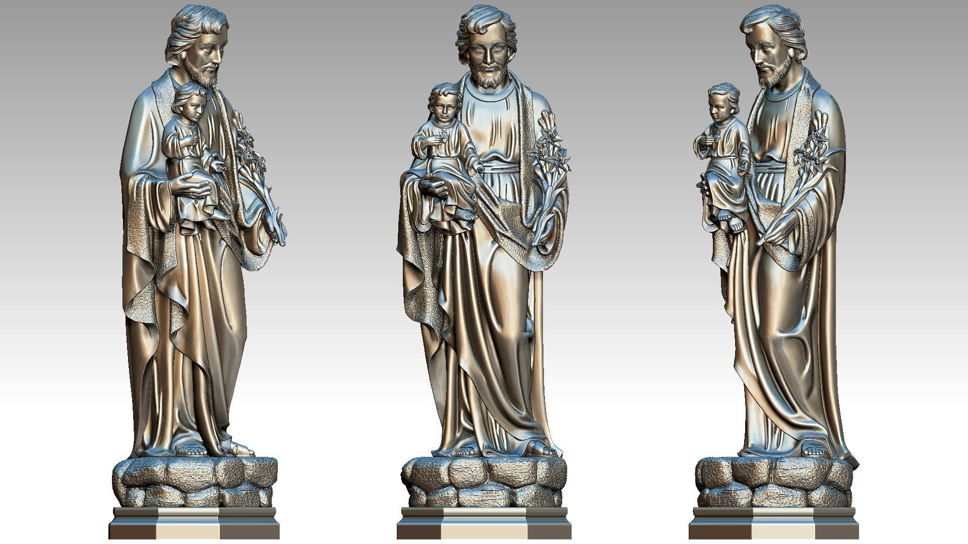 Saint Joseph with Baby Jesus 3D model 3D printable | CGTrader