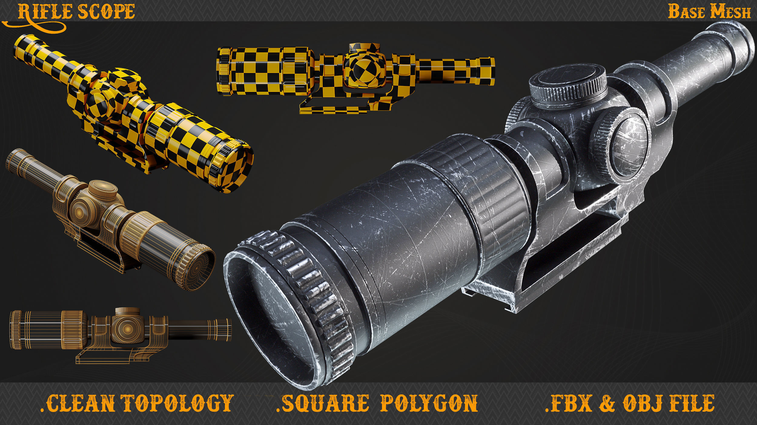 3D model 5 Rifle scope VR / AR / low-poly | CGTrader