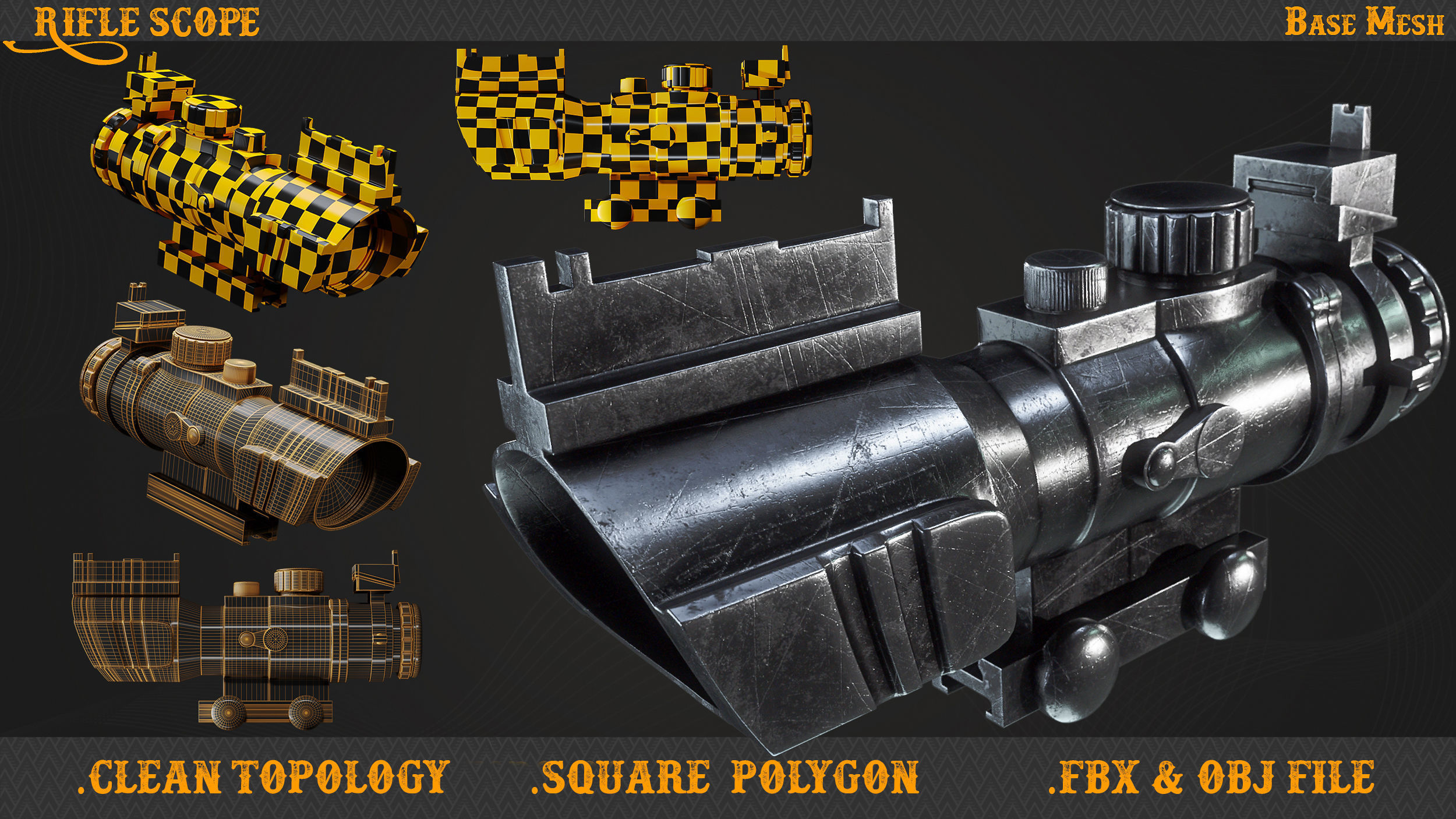 3D model 5 Rifle scope VR / AR / low-poly | CGTrader