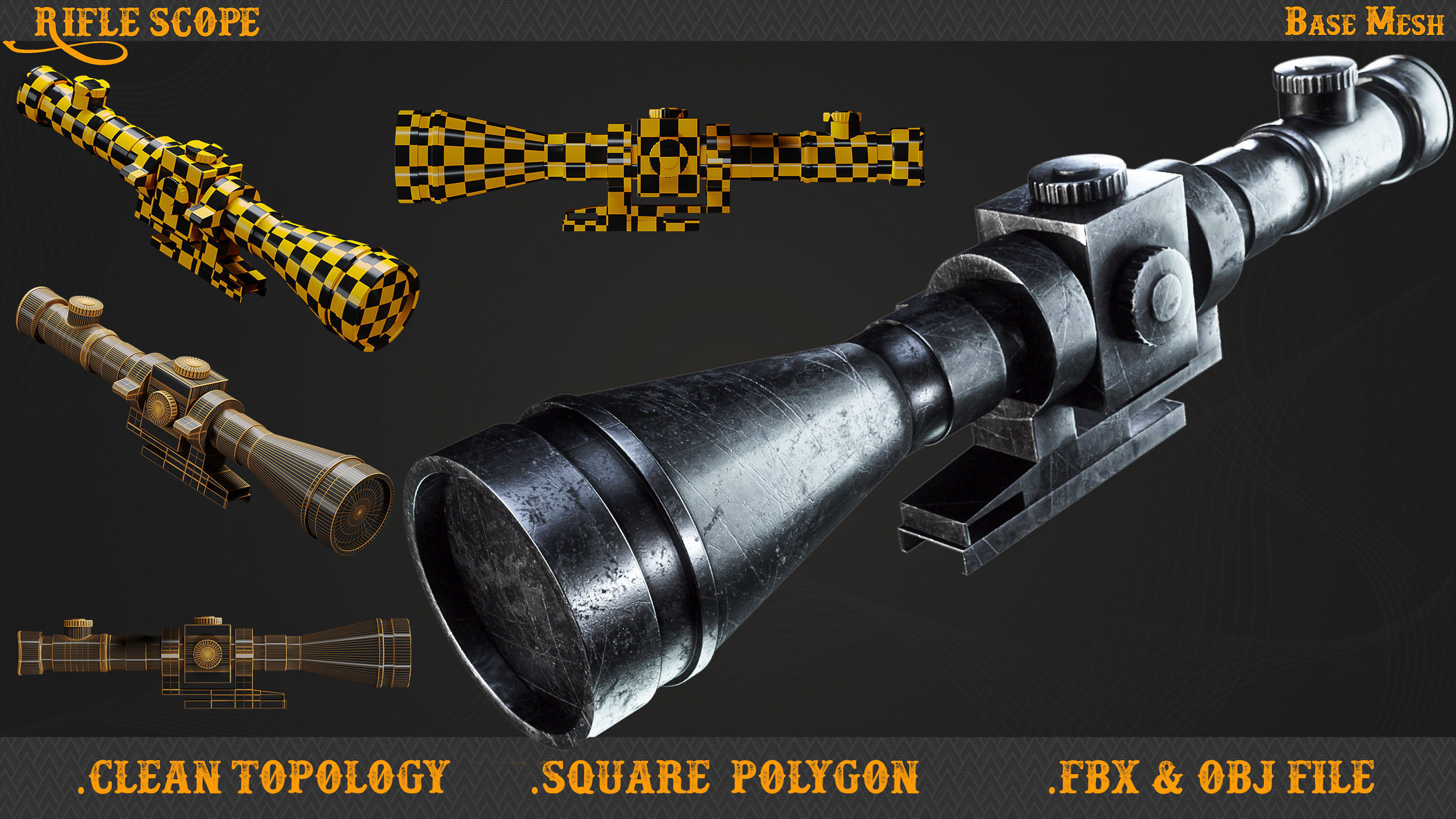 3D model 5 Rifle scope VR / AR / low-poly | CGTrader