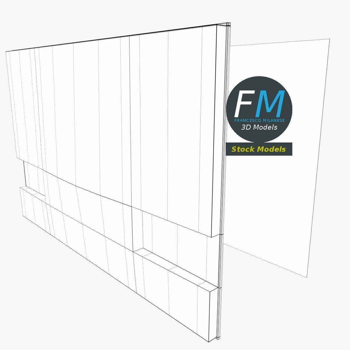 Wall mounted flat TV base mesh 3D model | CGTrader