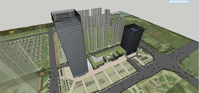 SU model of super high-rise diamond complex office building 3D model ...