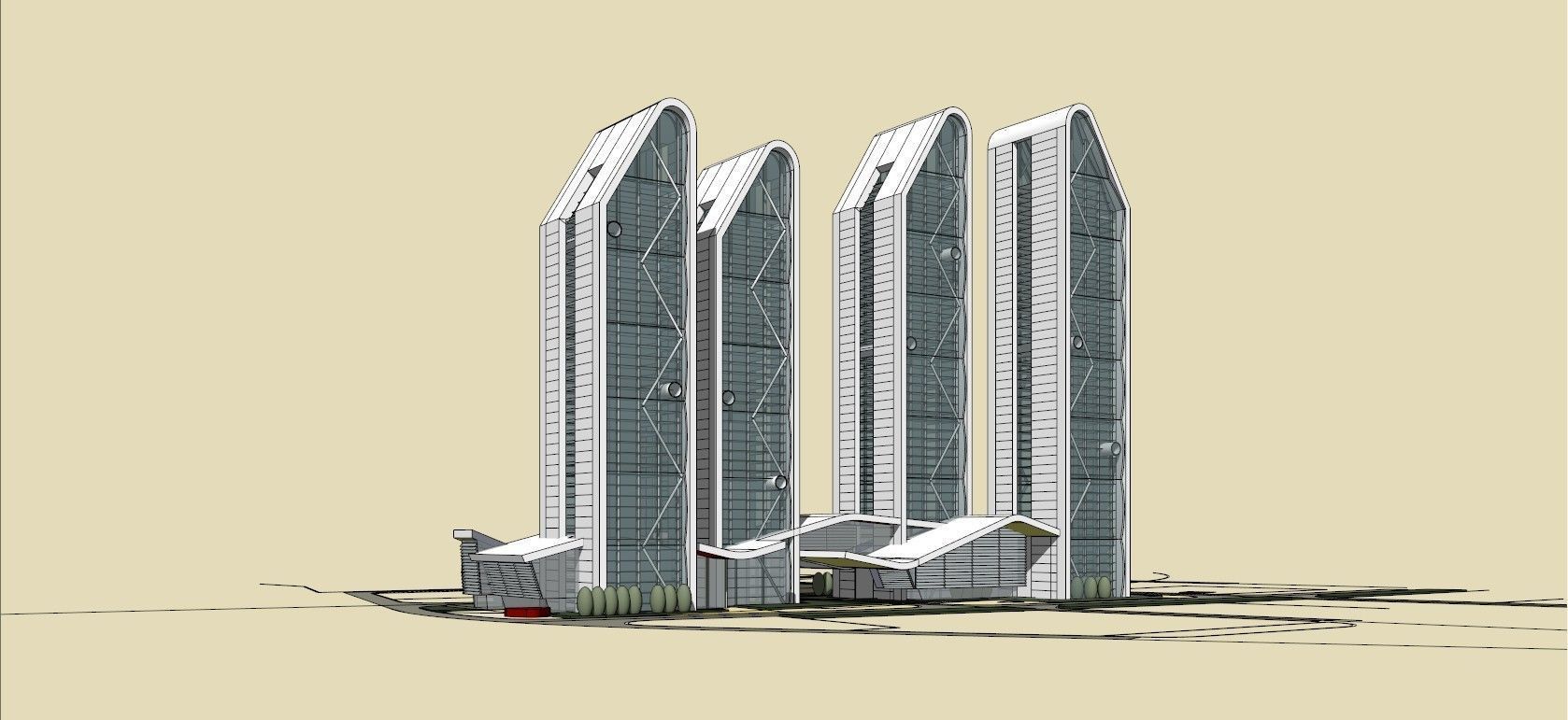 SU model of modern high-rise office building 3D model | CGTrader