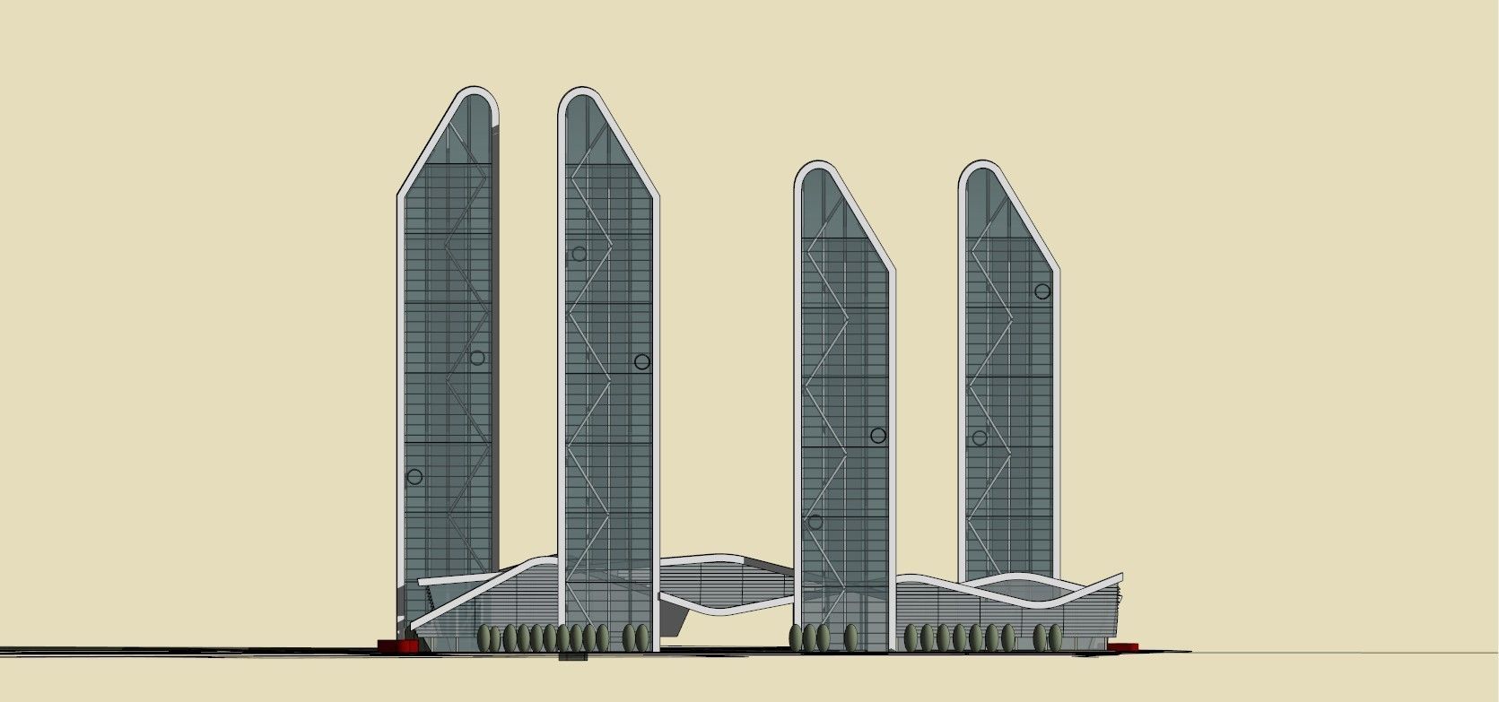 SU model of modern high-rise office building 3D model | CGTrader